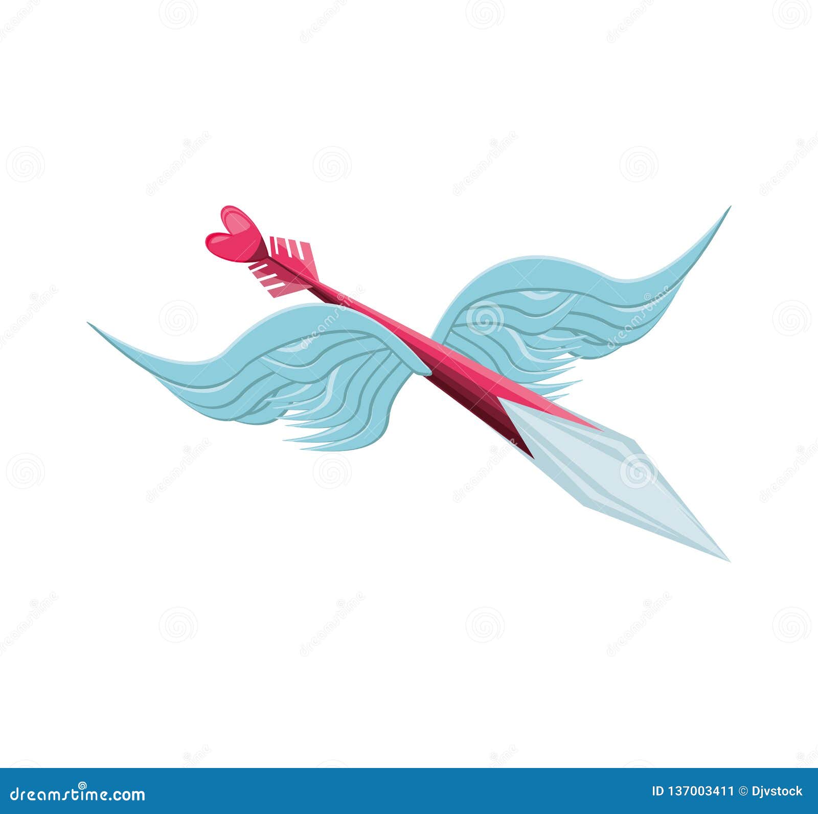 Cupid Arrow with Wings Isolated Icon Stock Vector - Illustration of ...