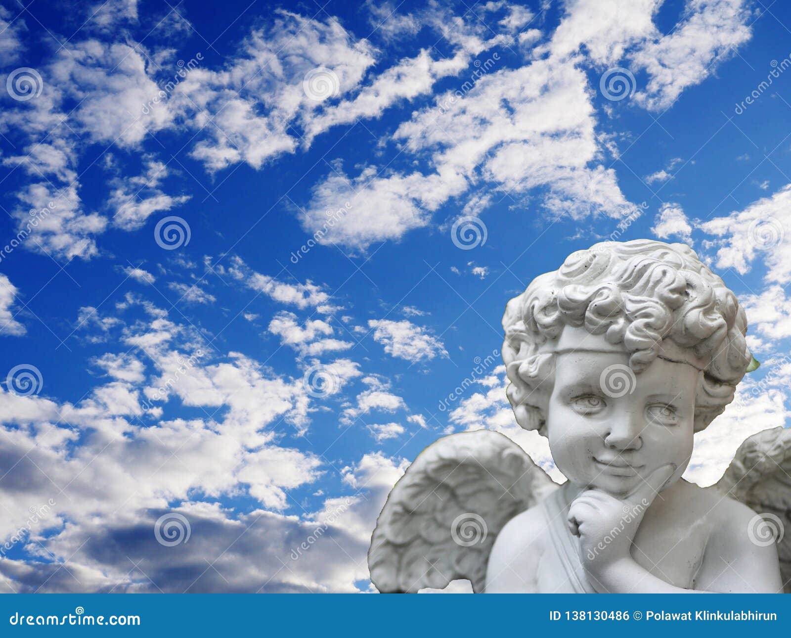 Cupid with Blue Sky Background Stock Photo - Image of amour, cute ...