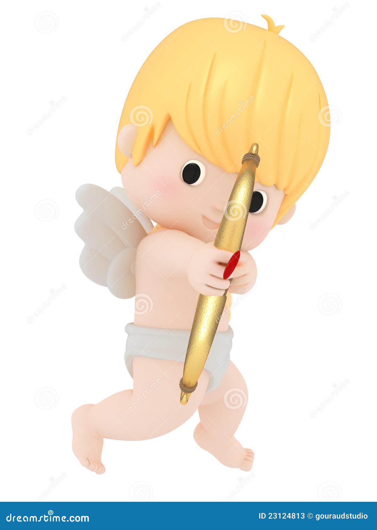 Cupid with bow and arrow stock illustration. Illustration of gold ...