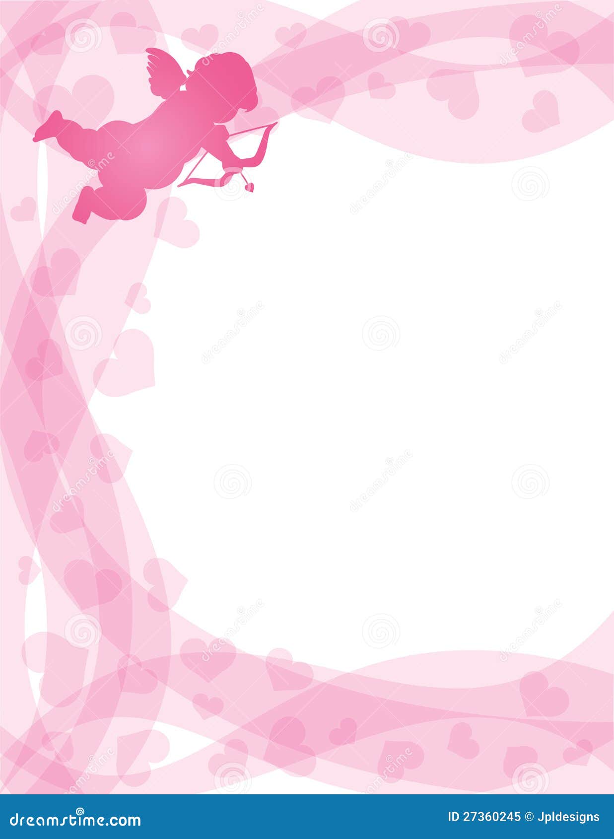 Cupid with Bow and Arrow on Swirl Border Stock Vector - Illustration of ...