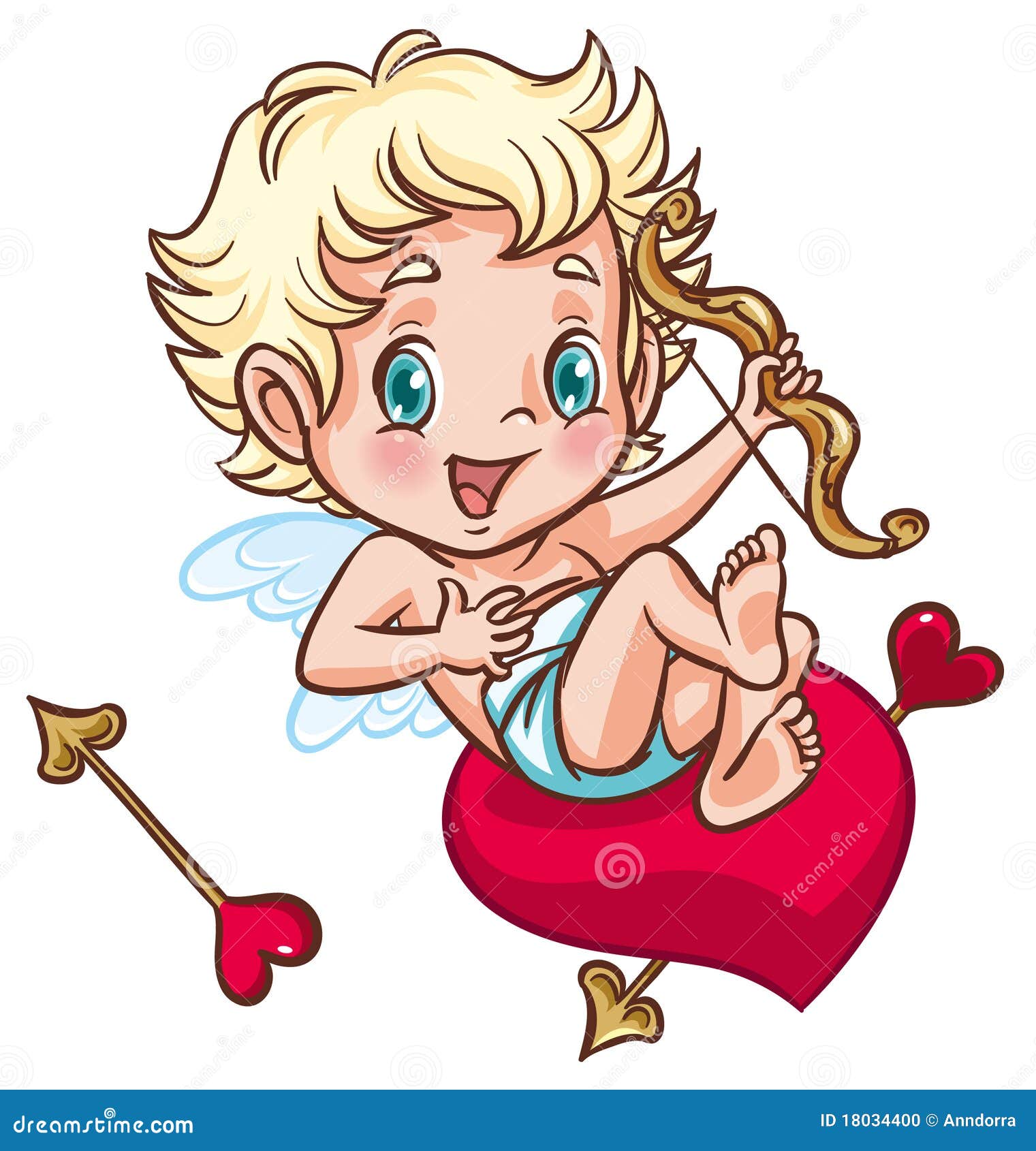 Cupid with Bow Sitting on Heart Stock Vector - Illustration of symbol ...