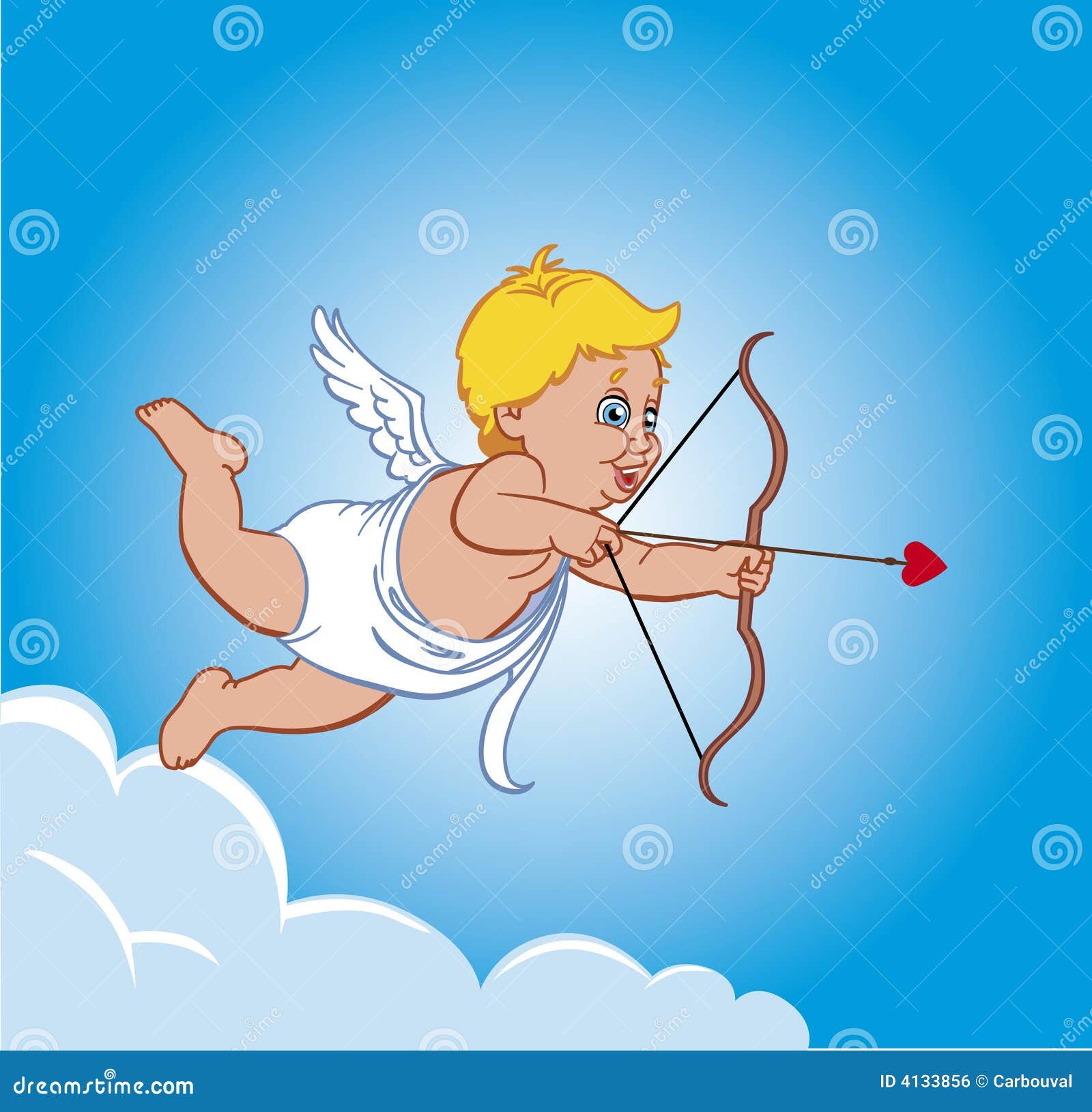 Cupid on a cloud stock vector. Illustration of angel, arrow - 4133856
