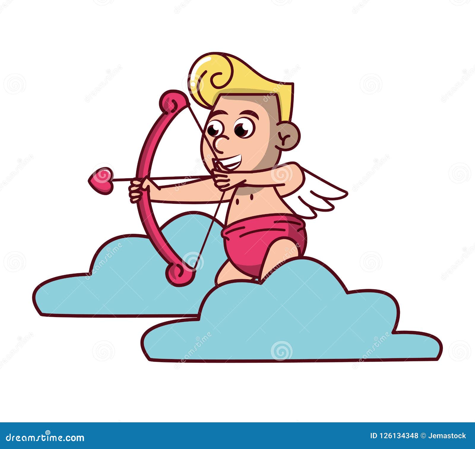 Cupid on cloud with arch stock vector. Illustration of holiday - 126134348