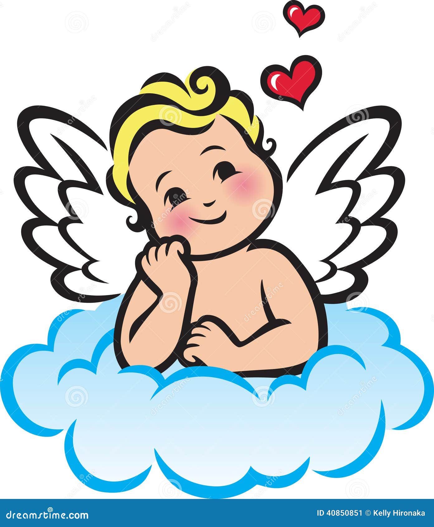 Cupid on a Cloud stock illustration. Illustration of cheerful - 40850851