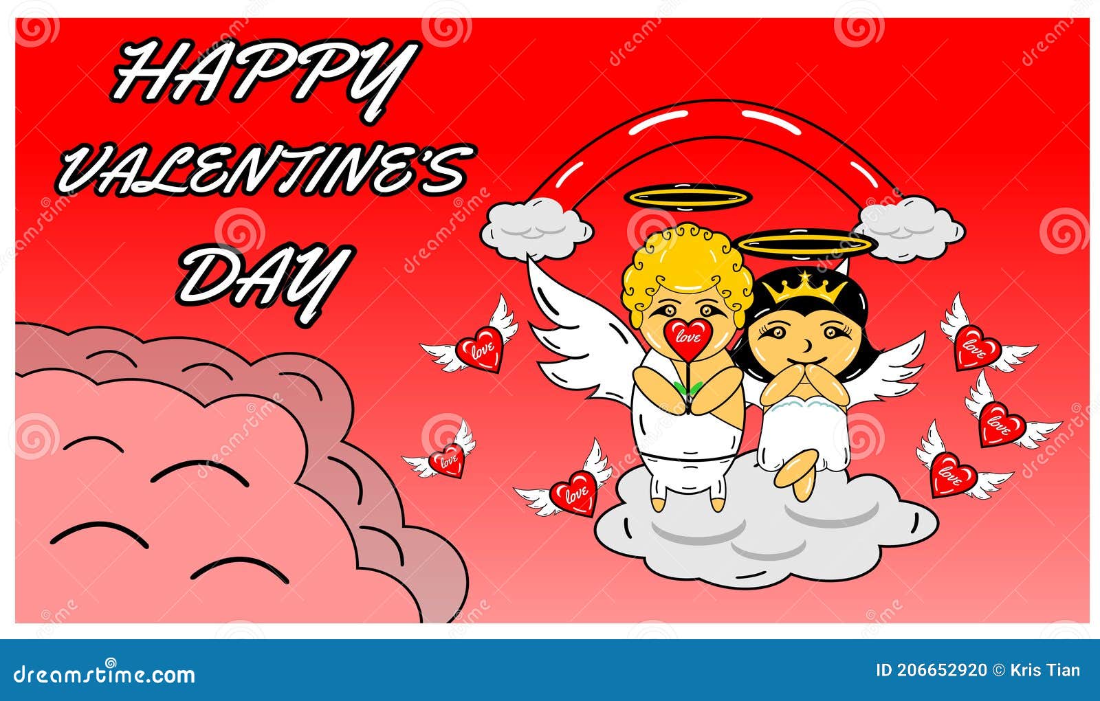 Cupid Couple Background Valentine Cloud Stock Vector - Illustration of ...