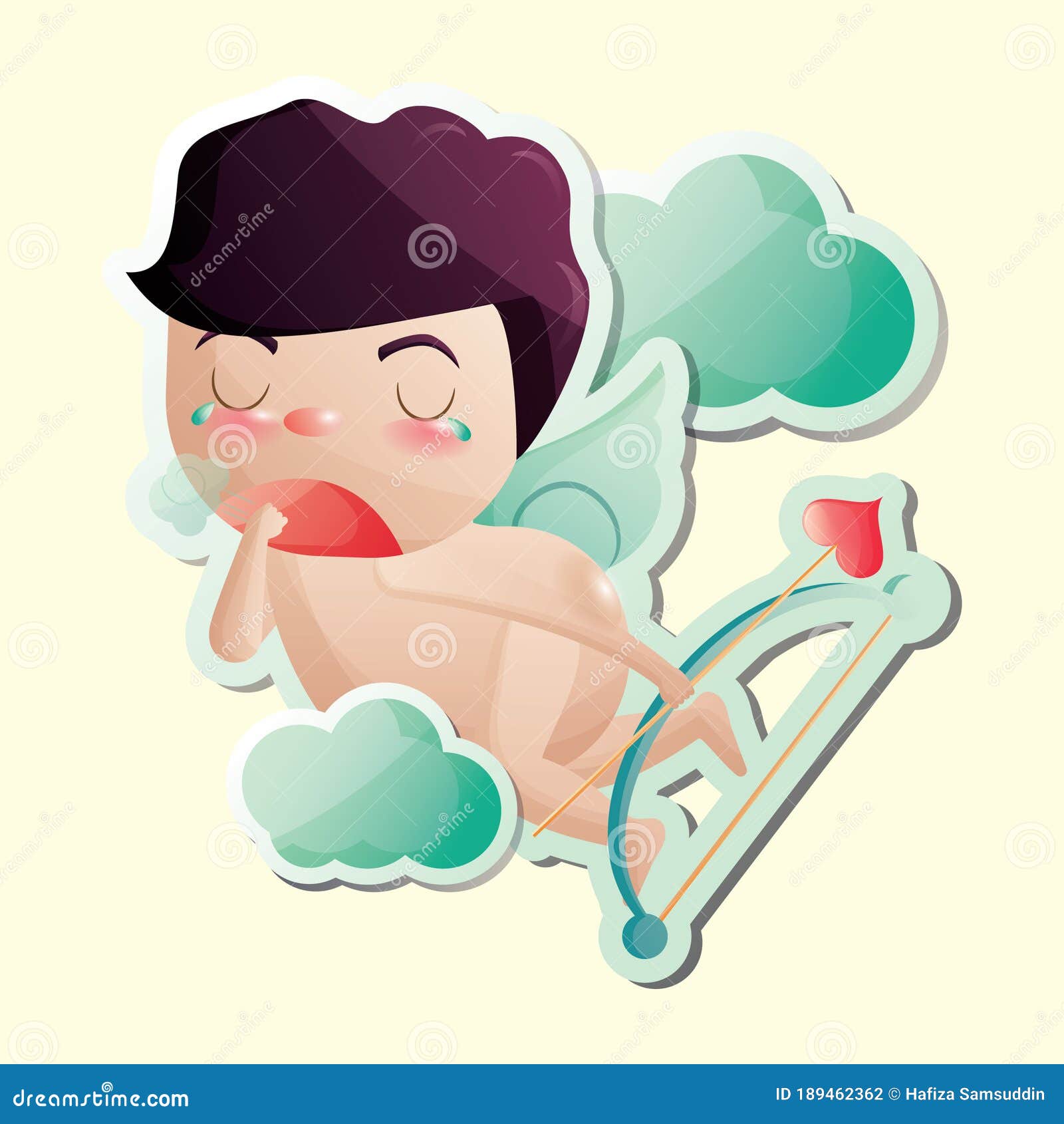 Sad Cupid Crying Vector Cartoon Illustration | CartoonDealer.com #207390751