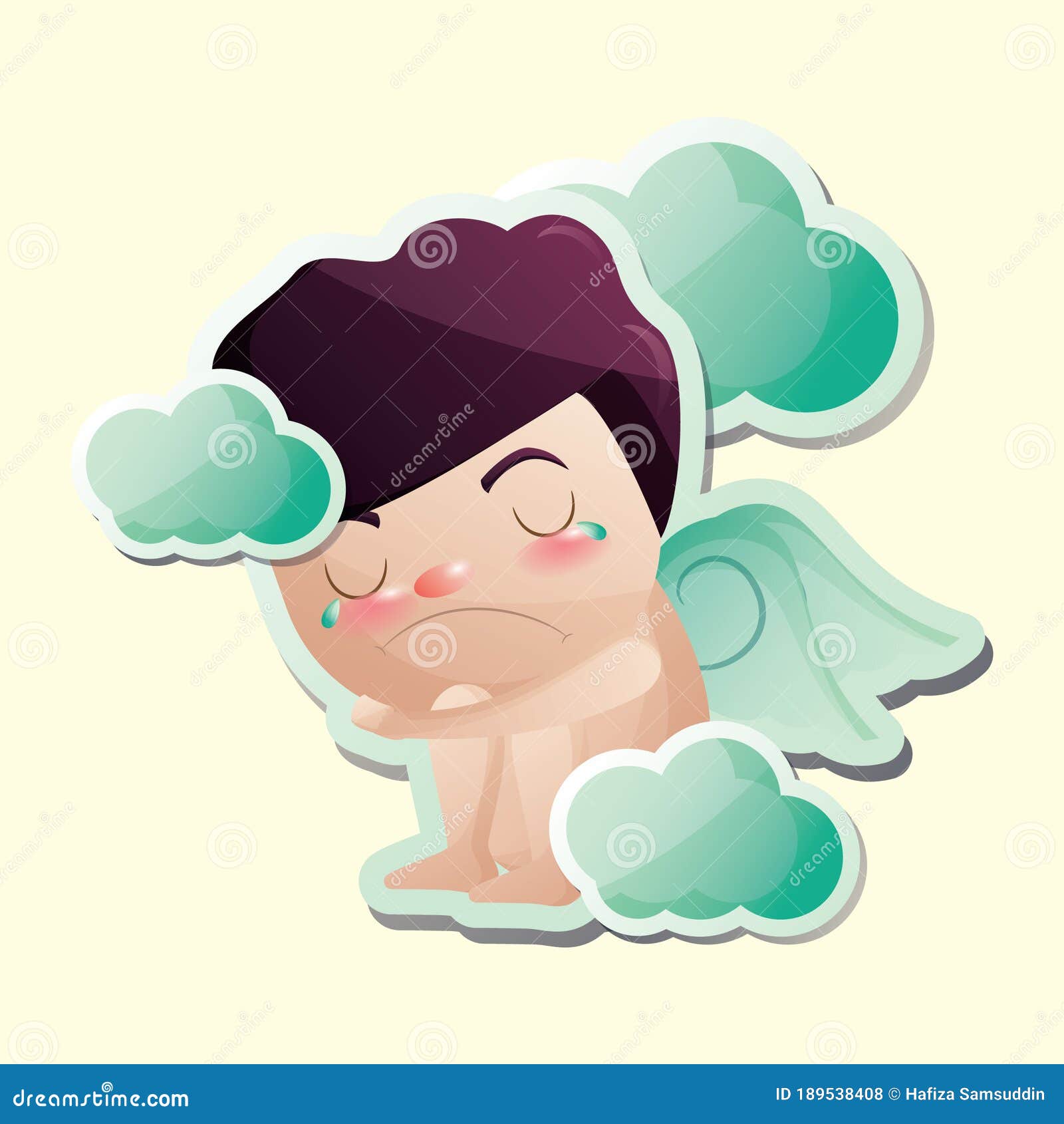 Sad Cupid Crying Vector Cartoon Illustration | CartoonDealer.com #207390751
