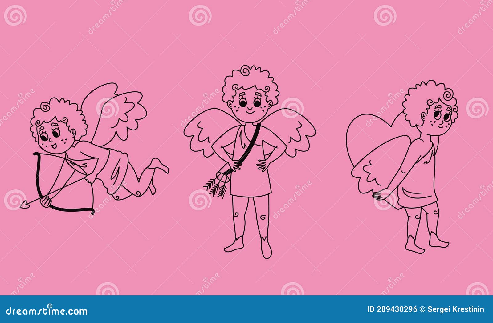 Cupid in different poses. stock vector. Illustration of baby - 289430296