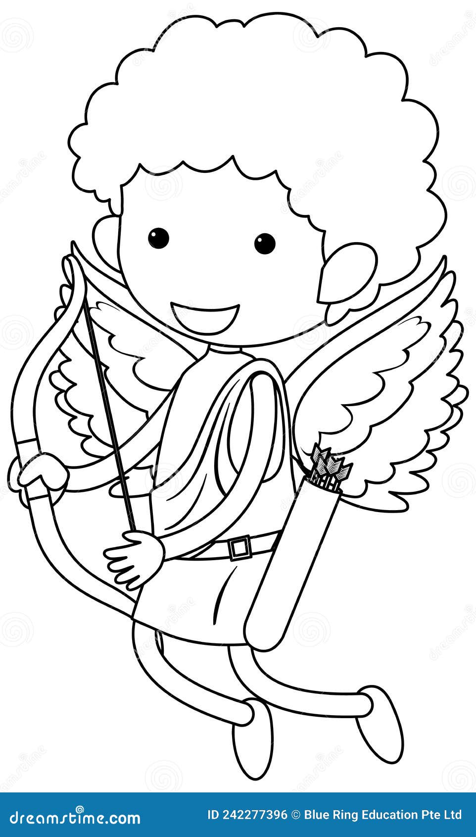 Cupid Doodle Outline for Colouring Stock Vector - Illustration of cute ...