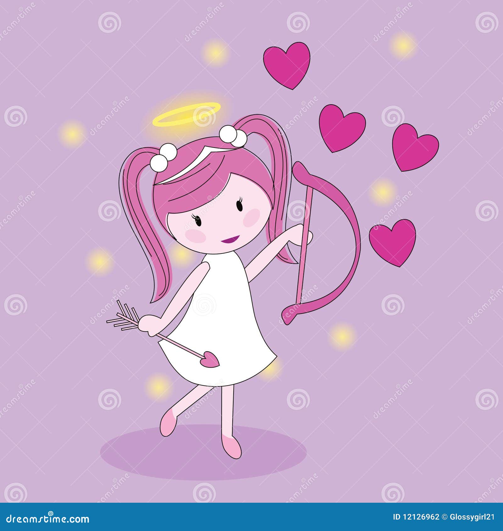 Cupid Engel Met Boog En Pijl Vector Illustratie - Illustration of ...