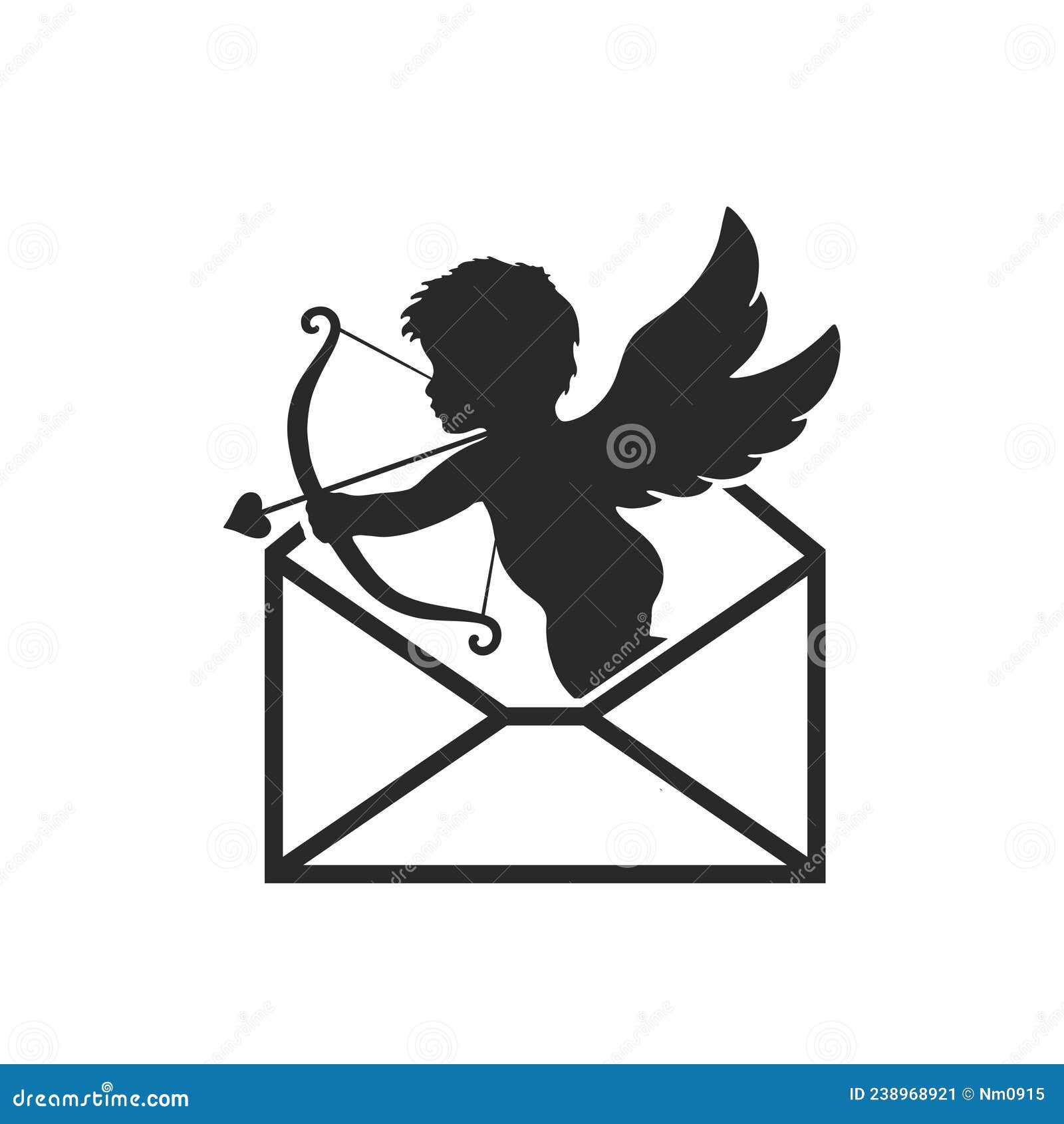 Cupid in Envelope. Valentine`s Day Message Stock Vector - Illustration ...