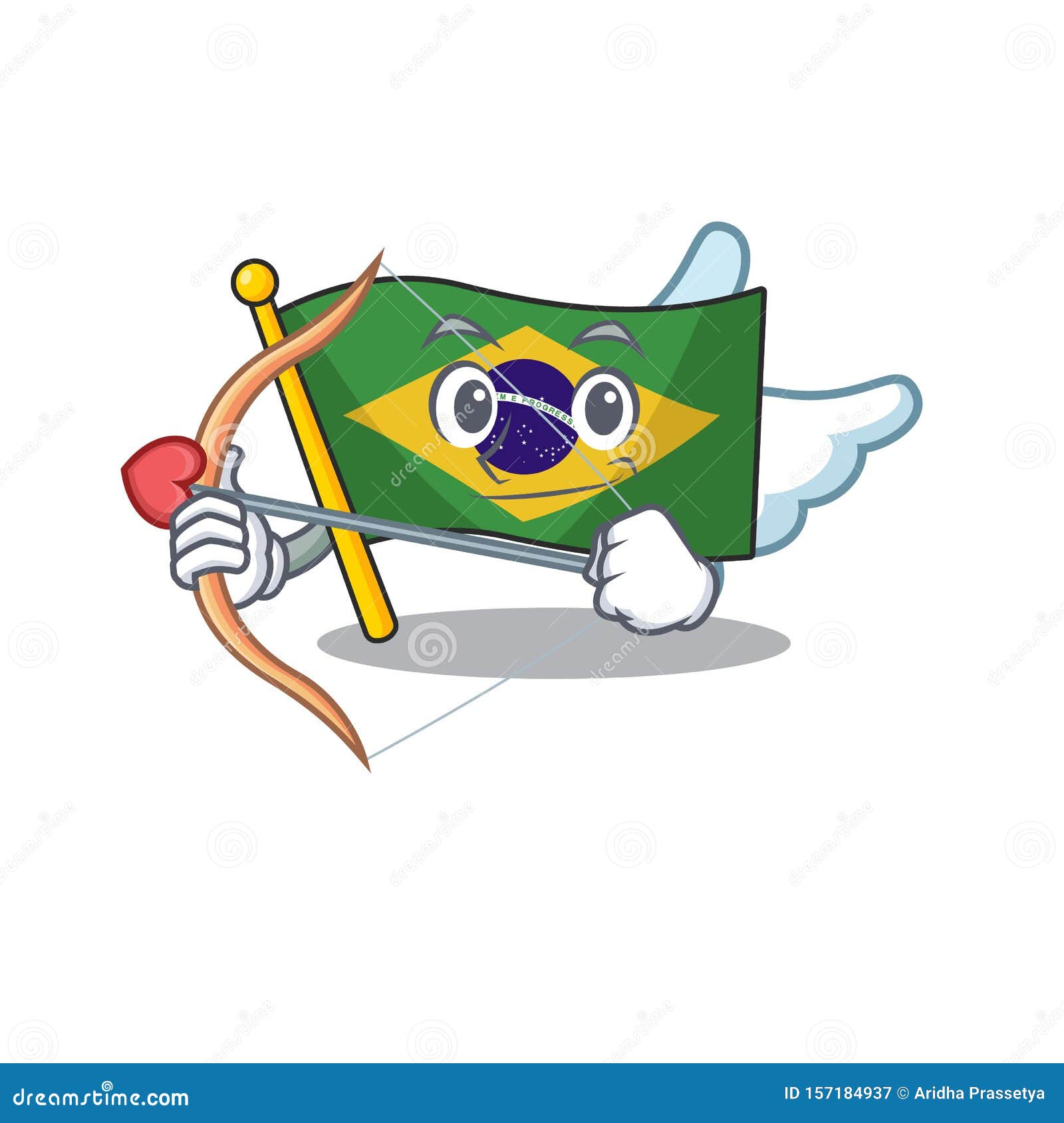Cupid Flag Brazil in the Cartoon Shape Stock Vector - Illustration of ...