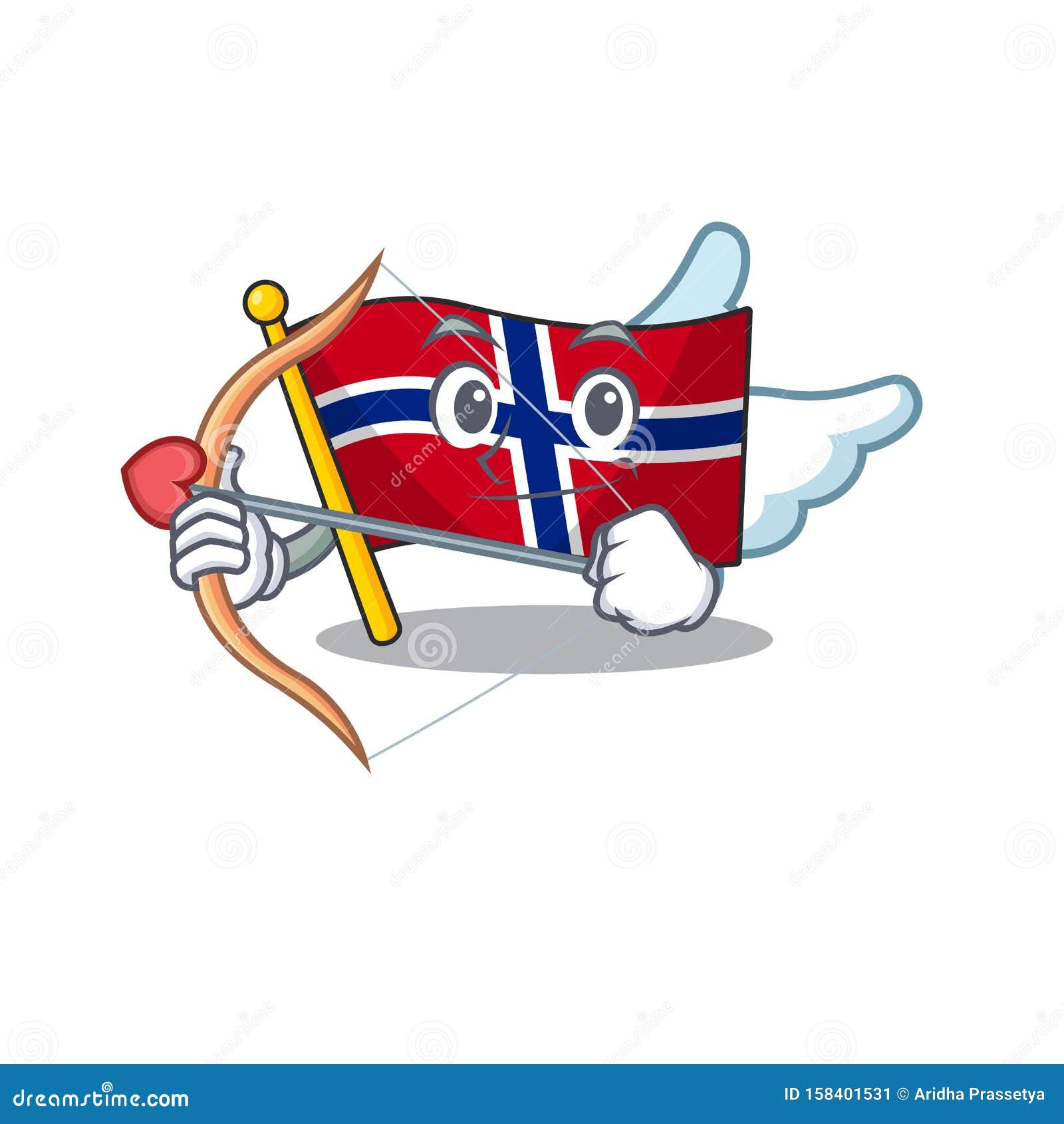 Cupid Flag Norway Character Shaped on Cartoon Stock Vector ...