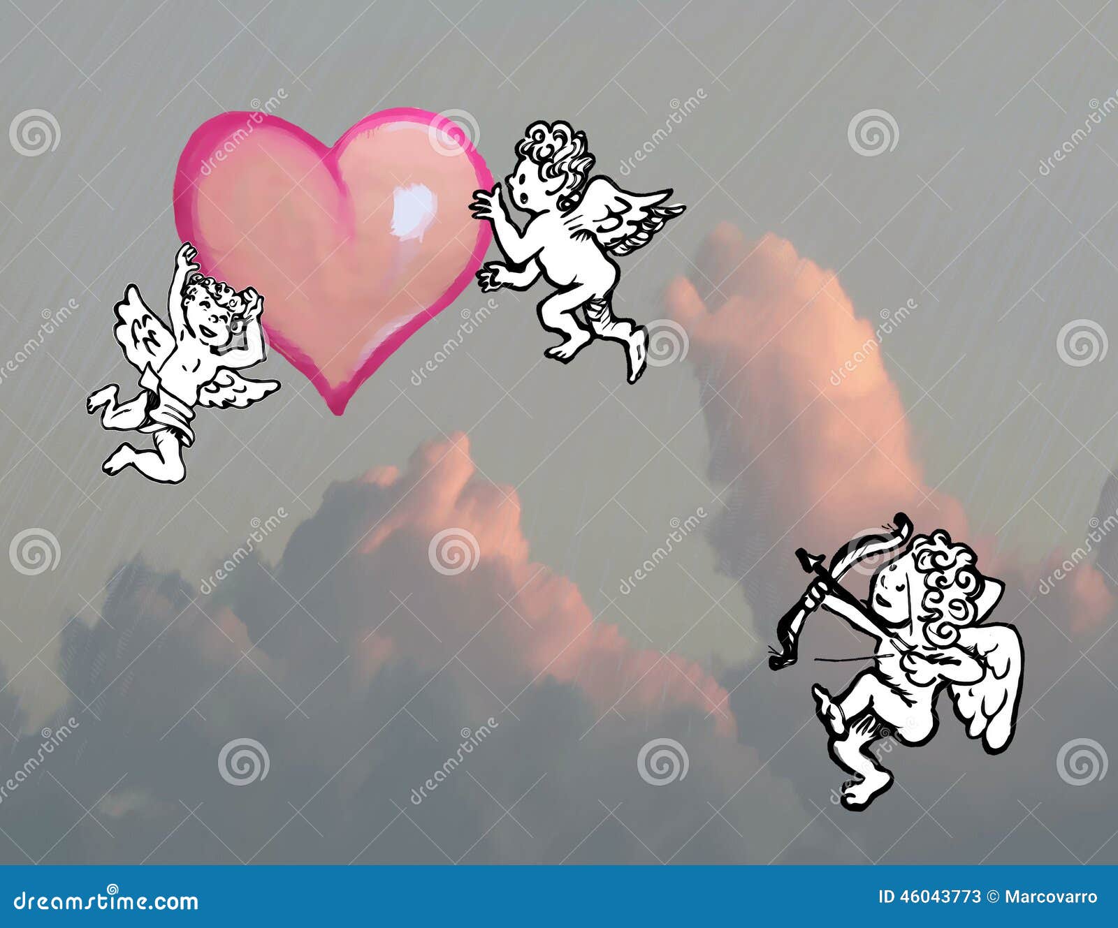 Cupid and heart stock illustration. Illustration of cupid - 46043773