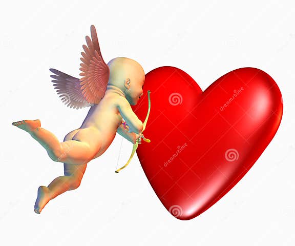 Cupid with Heart Includes Clipping Path Stock Illustration ...