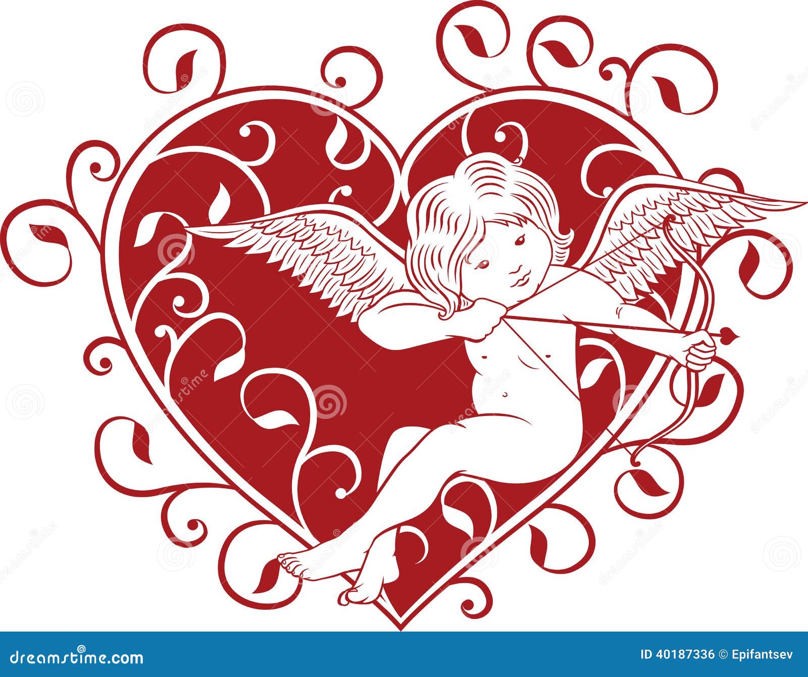 Cupid and Heart stock vector. Illustration of wing, shape - 40187336