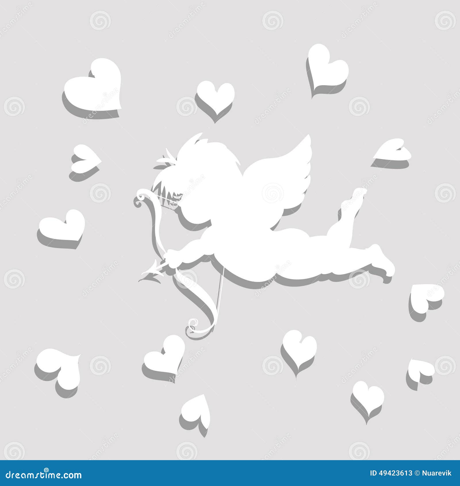 Cupid and Hearts Silhouettes Stock Illustration - Illustration of ...