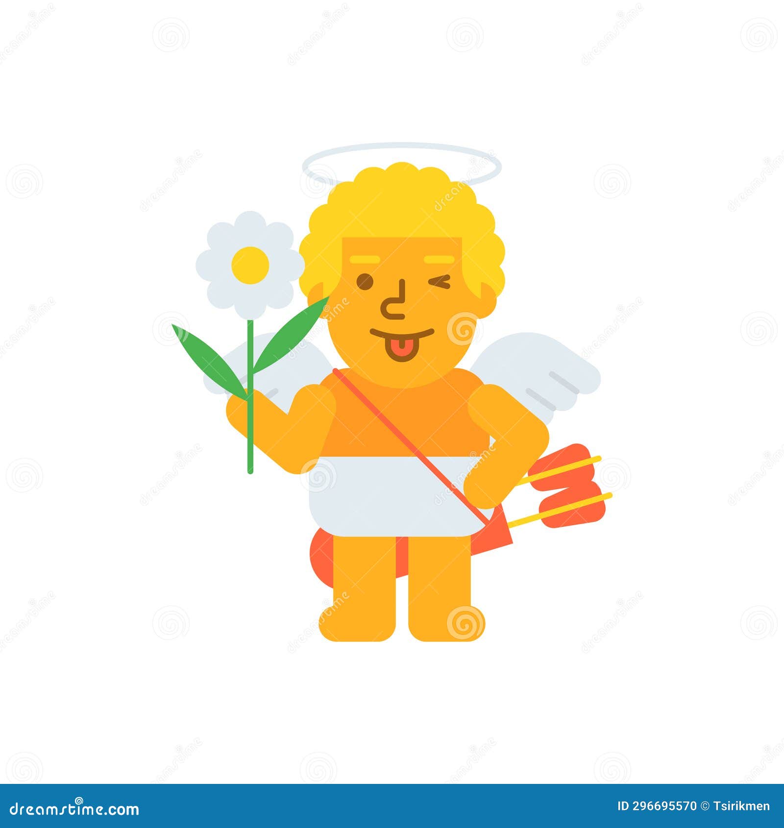 Cupid Holding Flower and Winking Stock Vector - Illustration of ...