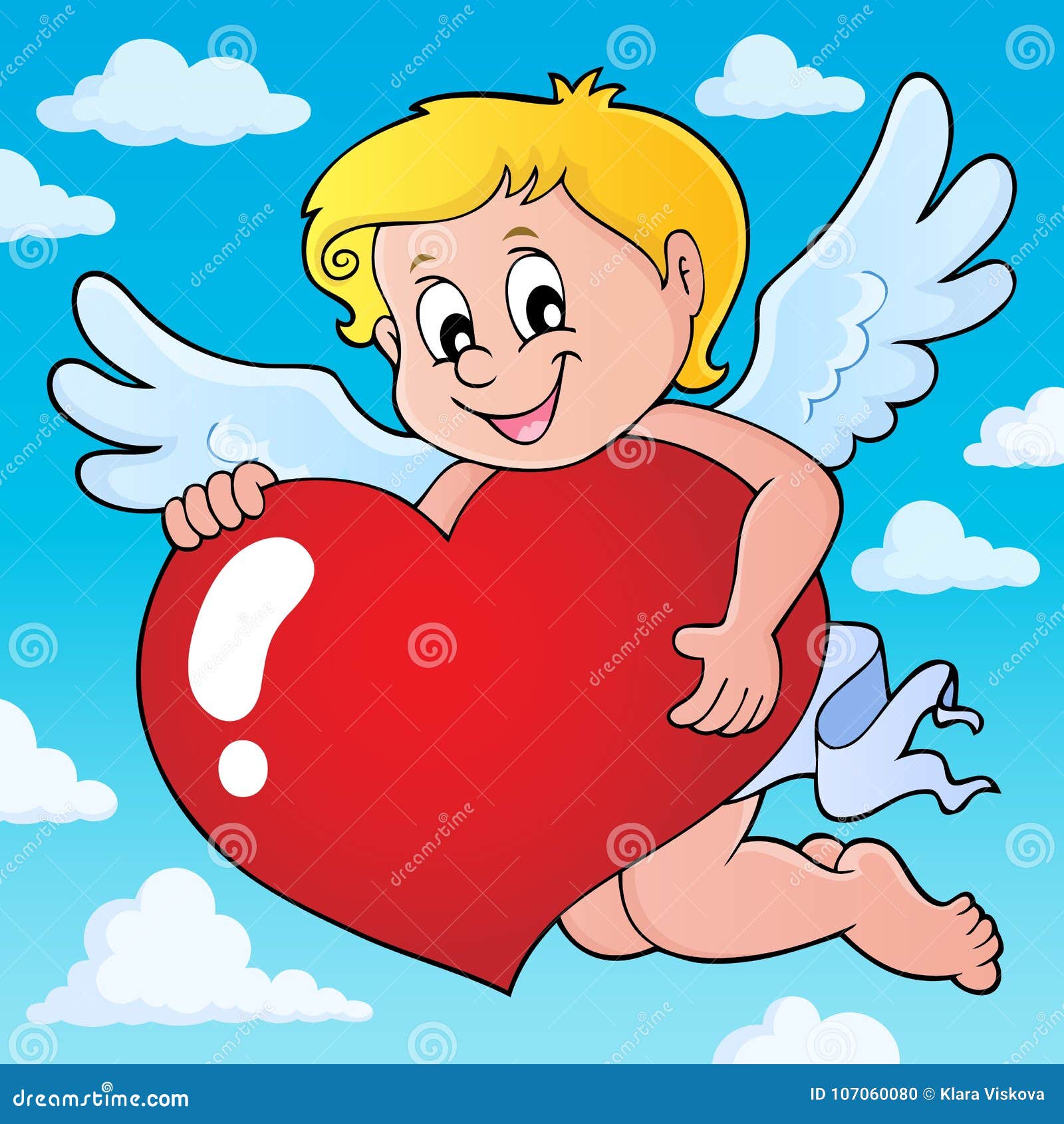 Cupid Holding Stylized Heart Image 2 Stock Vector - Illustration of ...