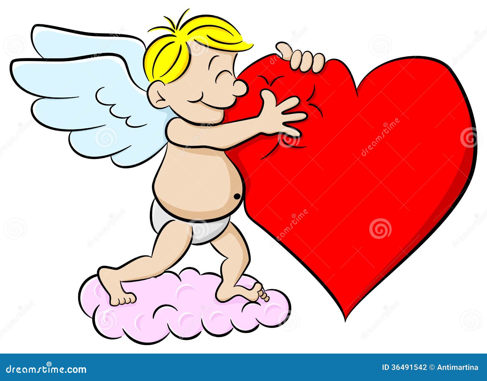 Cupid hugging a heart stock vector. Illustration of romance - 36491542
