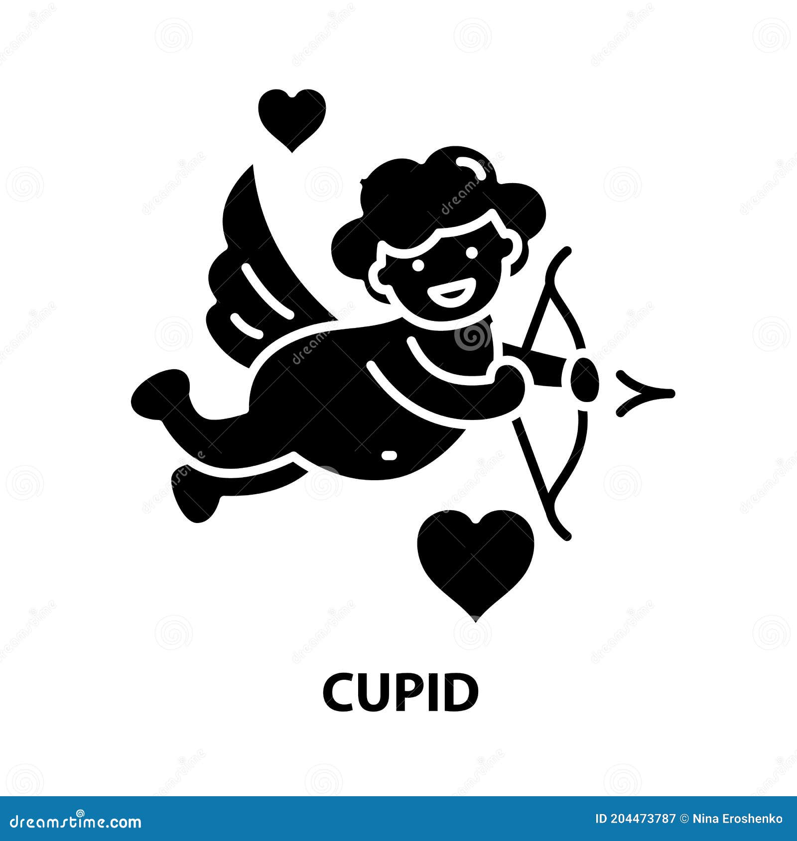 Cupid Icon, Black Vector Sign with Editable Strokes, Concept ...