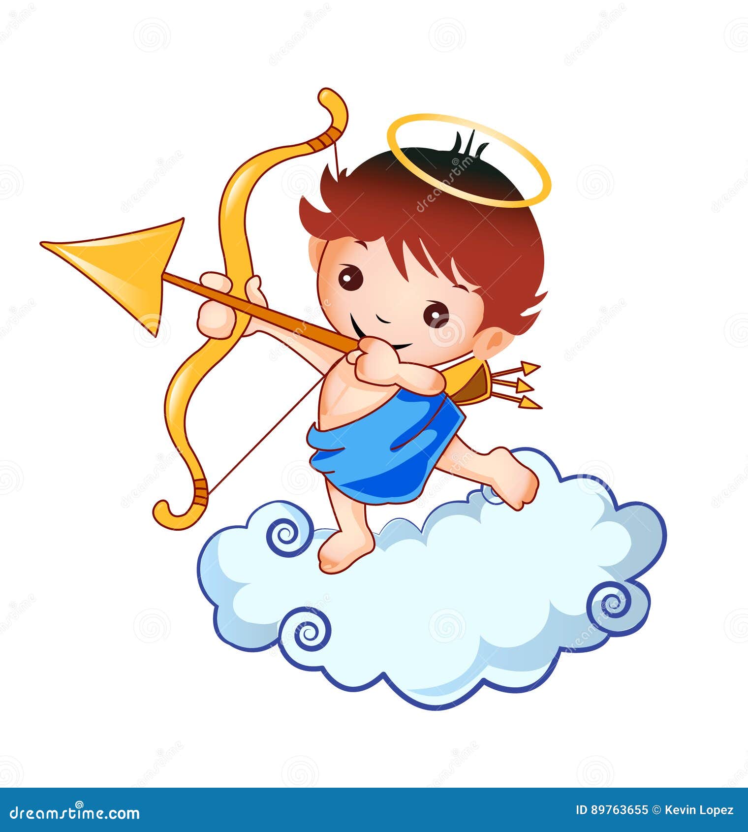 Cupid kid on a cloud stock vector. Illustration of happy - 89763655