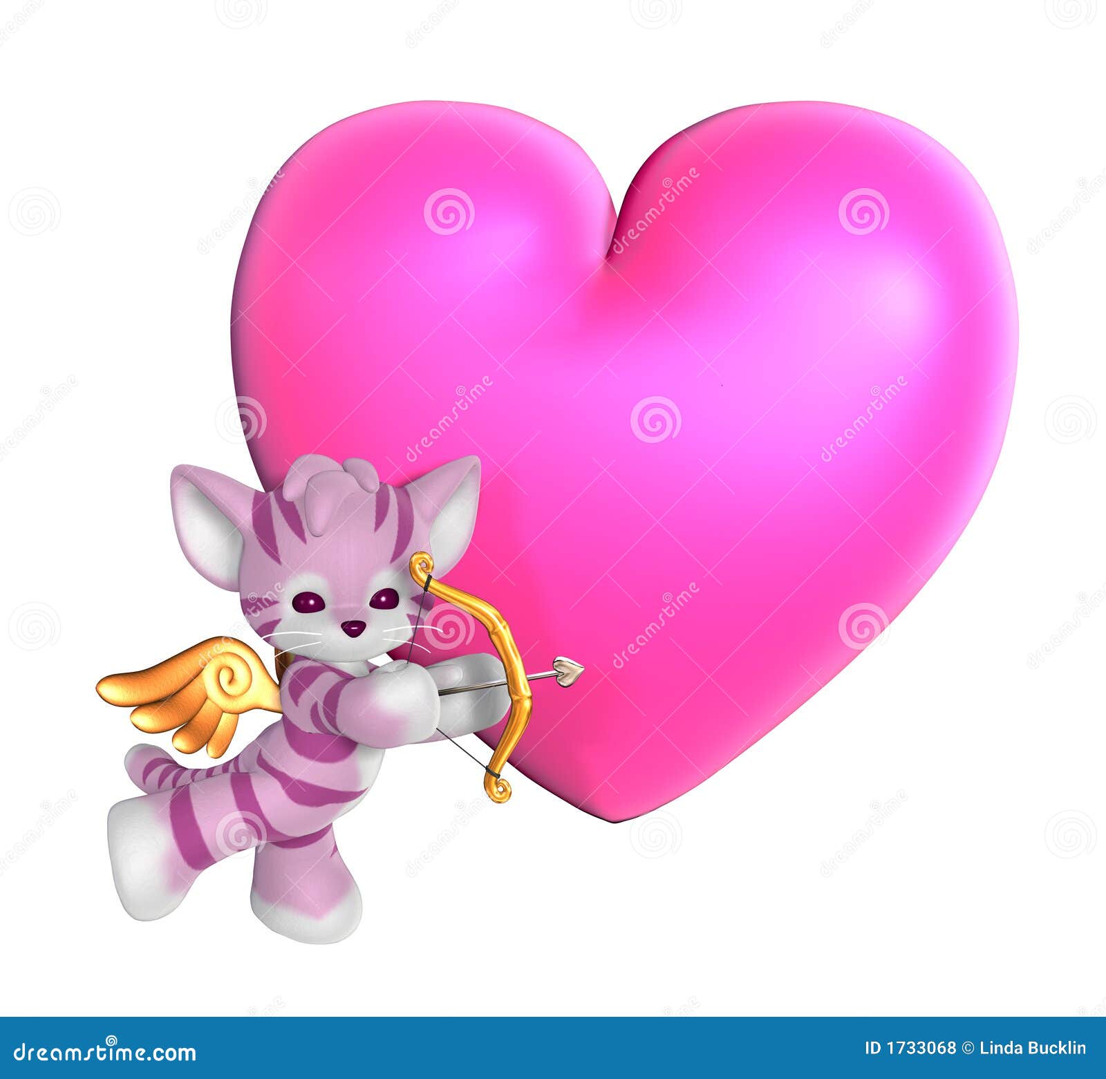 Cupid Kitty with Heart stock illustration. Illustration of arrow - 1733068