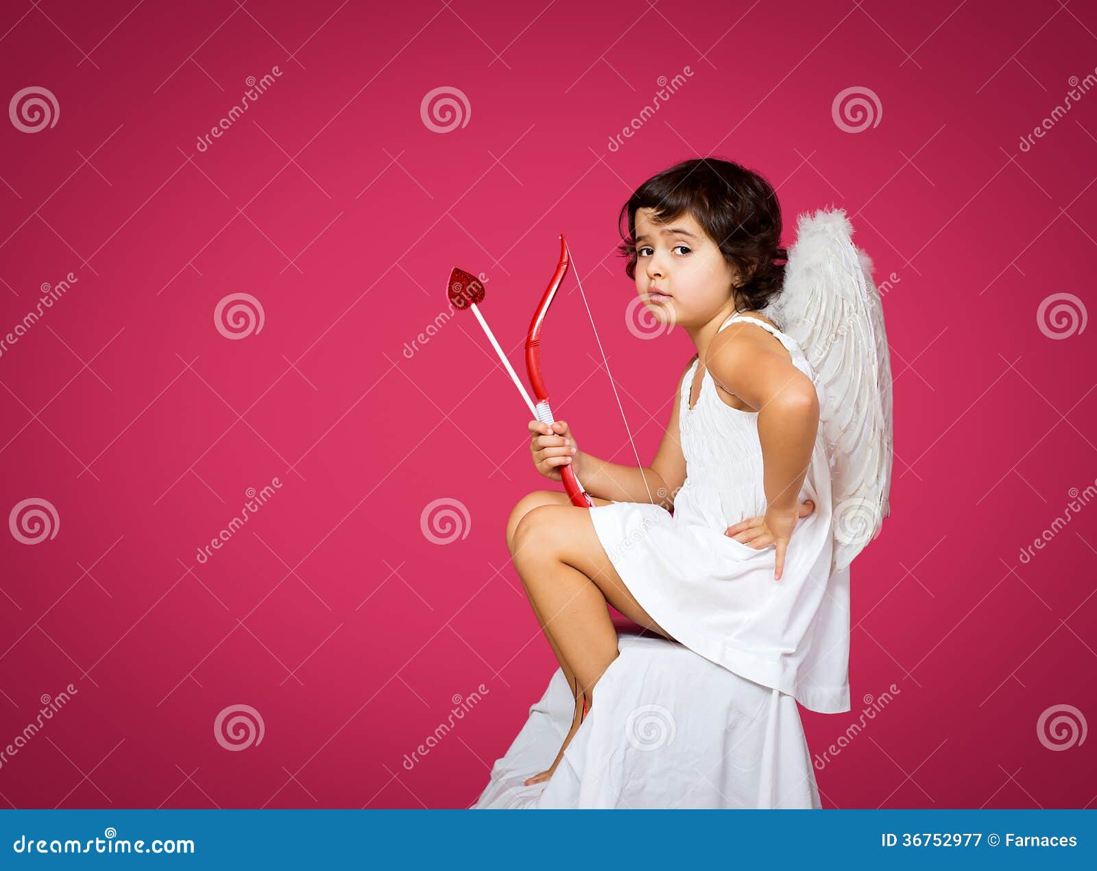 Cupid little girl stock image. Image of nice, girl, heart - 36752977