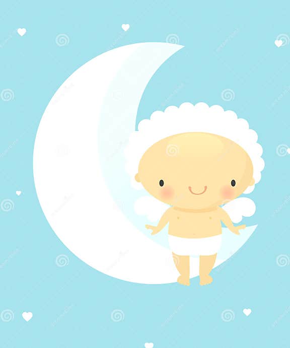 Cupid moon stock vector. Illustration of valentine, child - 12291515