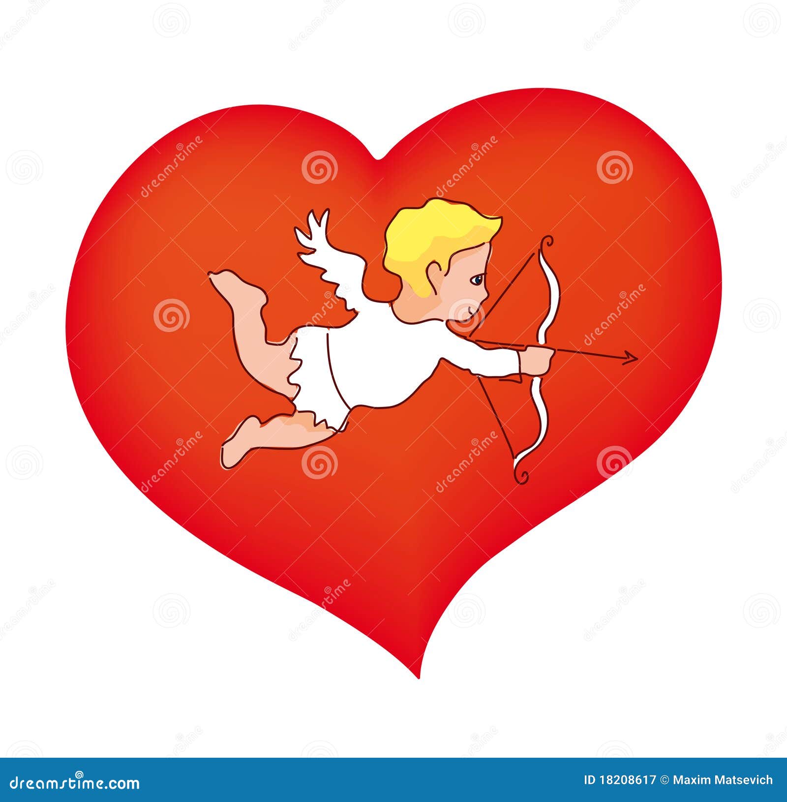 Cupid on red heart stock vector. Illustration of fantasy - 18208617