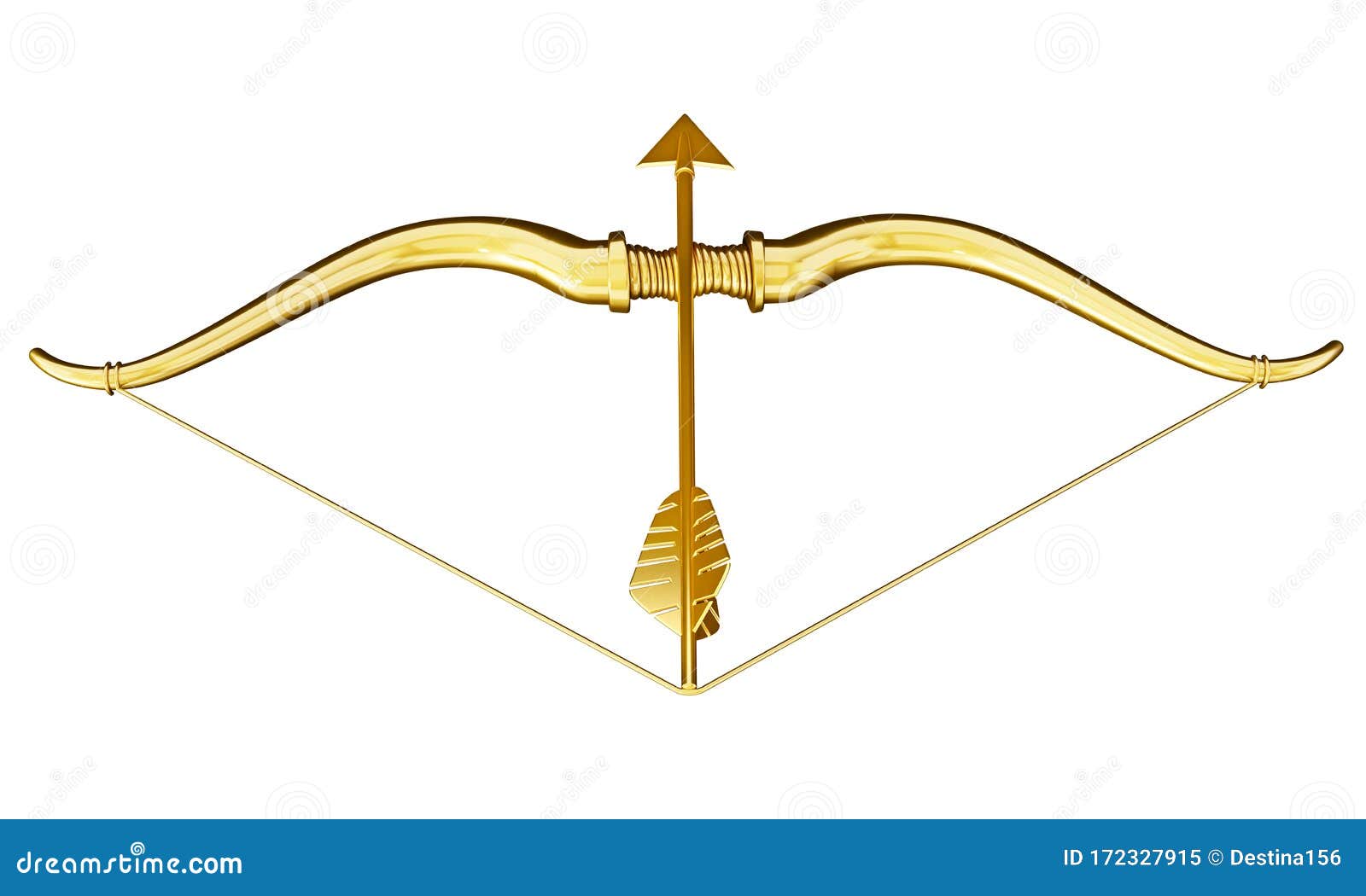 Cupid`s Bow and Arrow with Heart Shape. 3D Illustration Stock ...