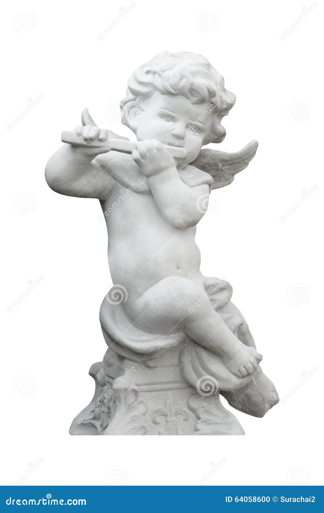 Cupid Sculpture Isolated on White Stock Photo - Image of human ...