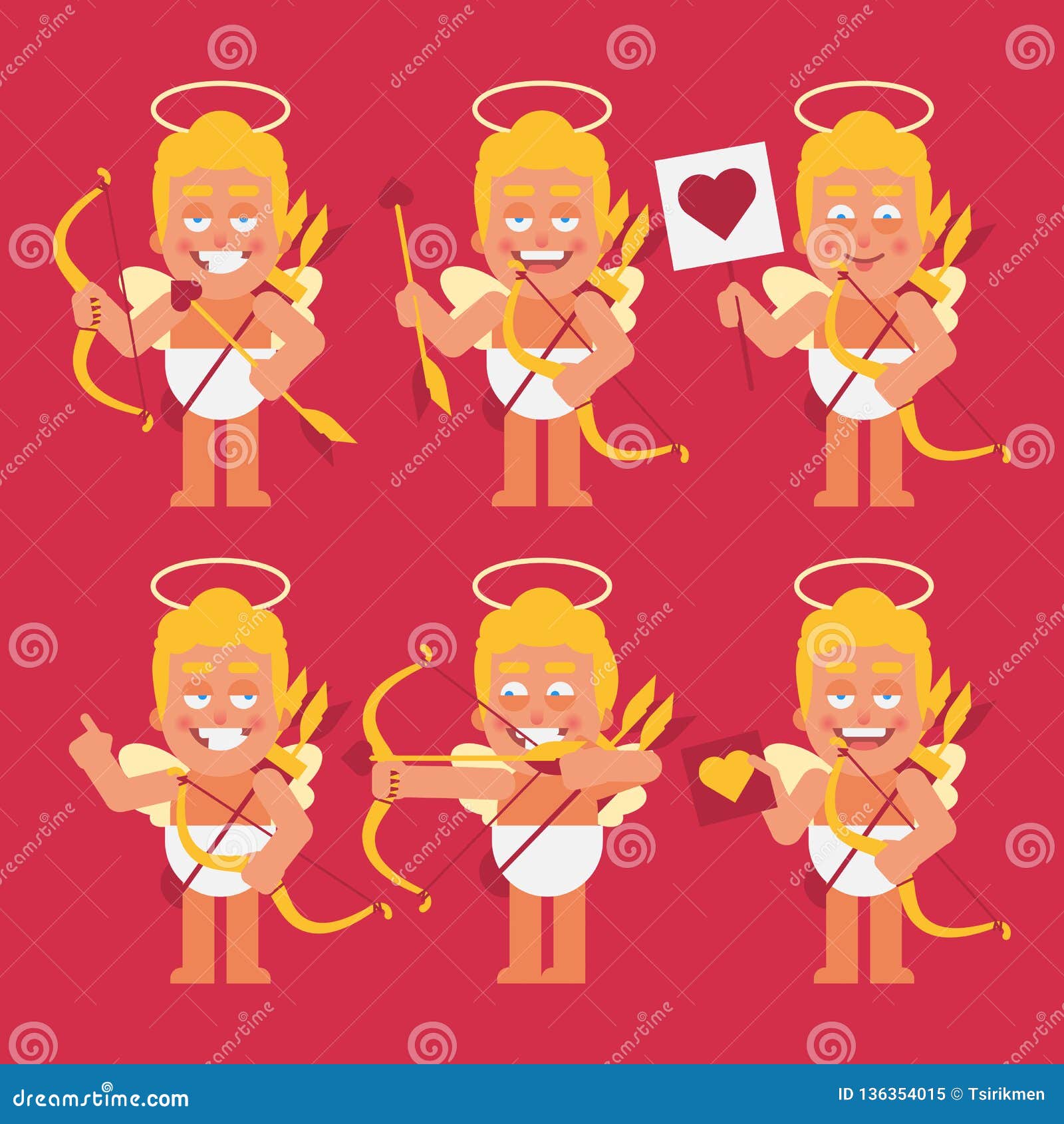 Cupid Set Funny Characters. Cartoon Characters Stock Vector ...
