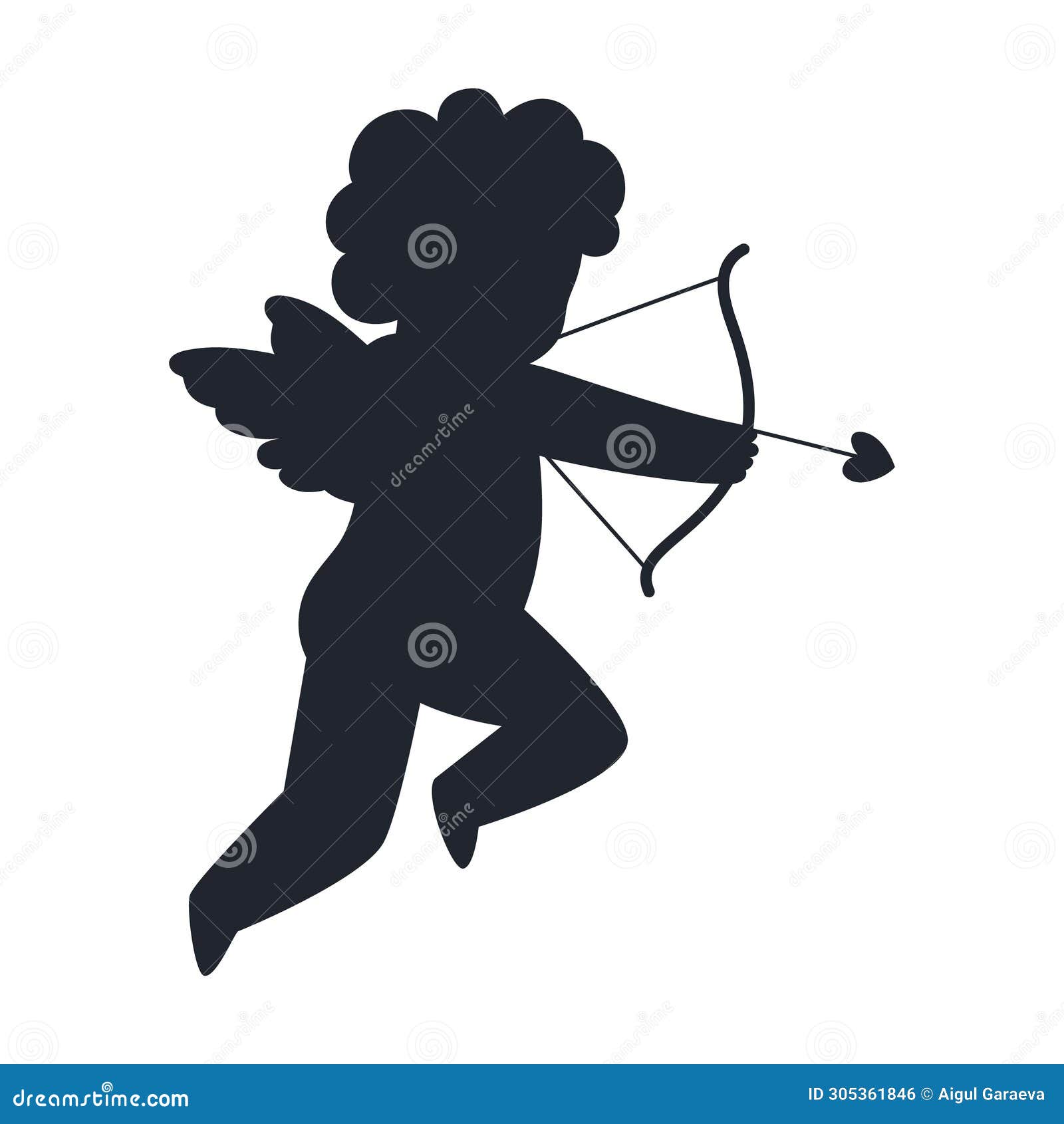 Cupid shooting arrow stock vector. Illustration of little - 305361846