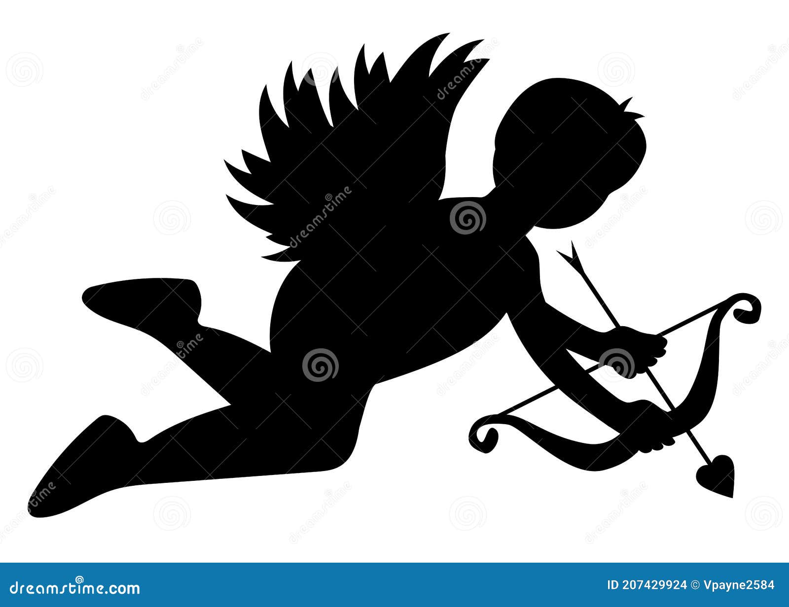 Silhouette of Cupid Isolated on White. Valentine S Day Symbol. Stock ...