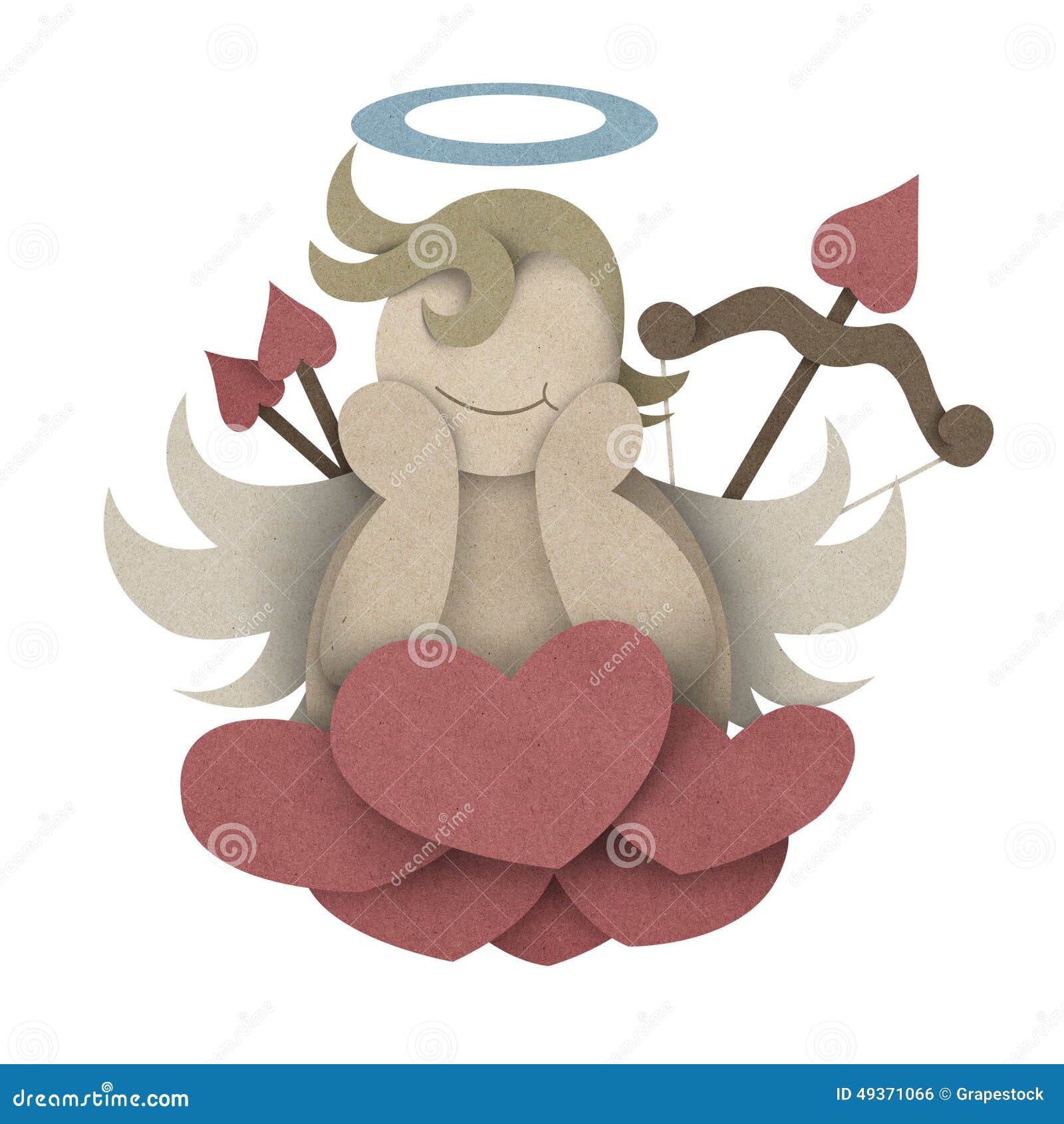 Cupid Sit on Heart Cloud Made from Recycled Paper Craft Stock Photo ...