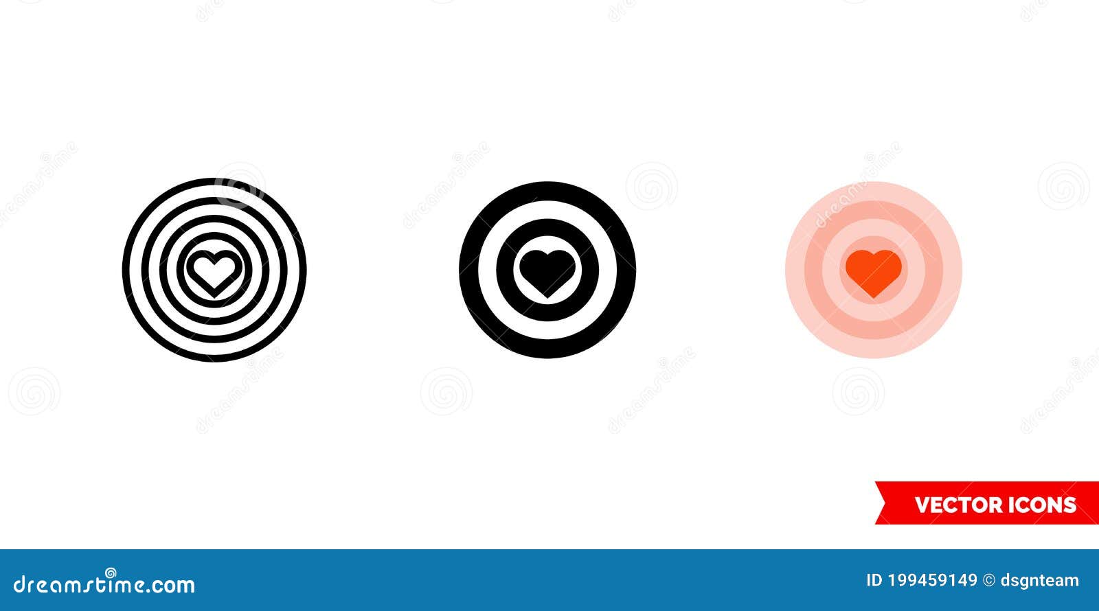 Cupid Target Icon of 3 Types Color, Black and White, Outline. Isolated ...