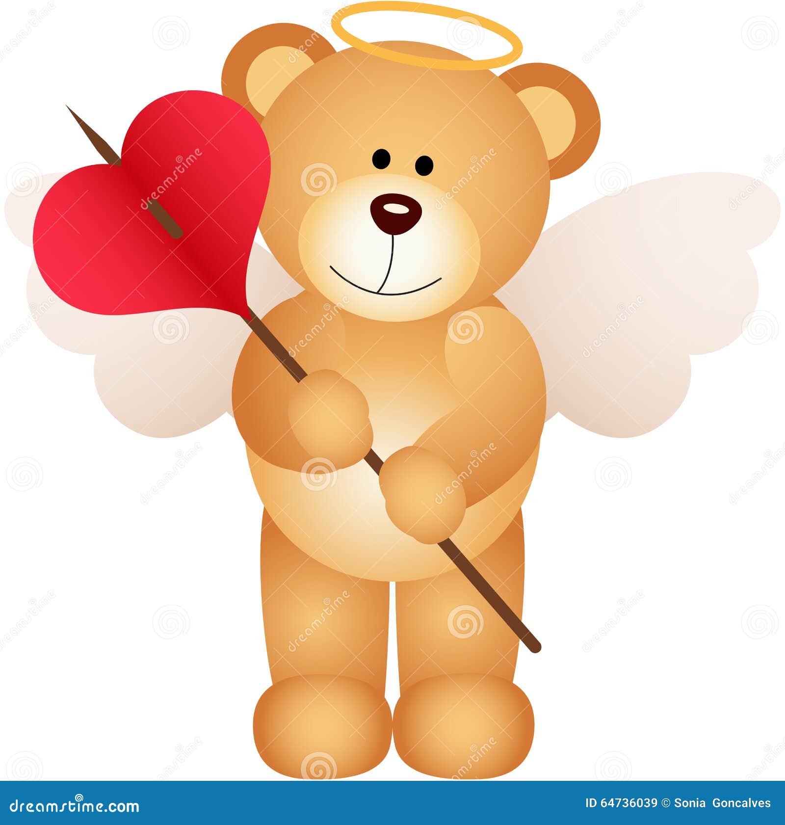 Cupid Teddy Bear with Heart Stock Vector - Illustration of arrow ...