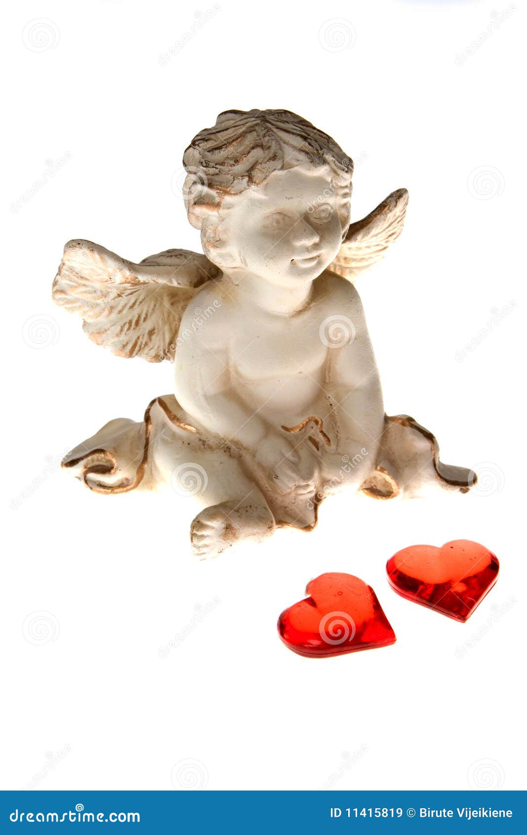 Cupid with two red hearts stock image. Image of child - 11415819