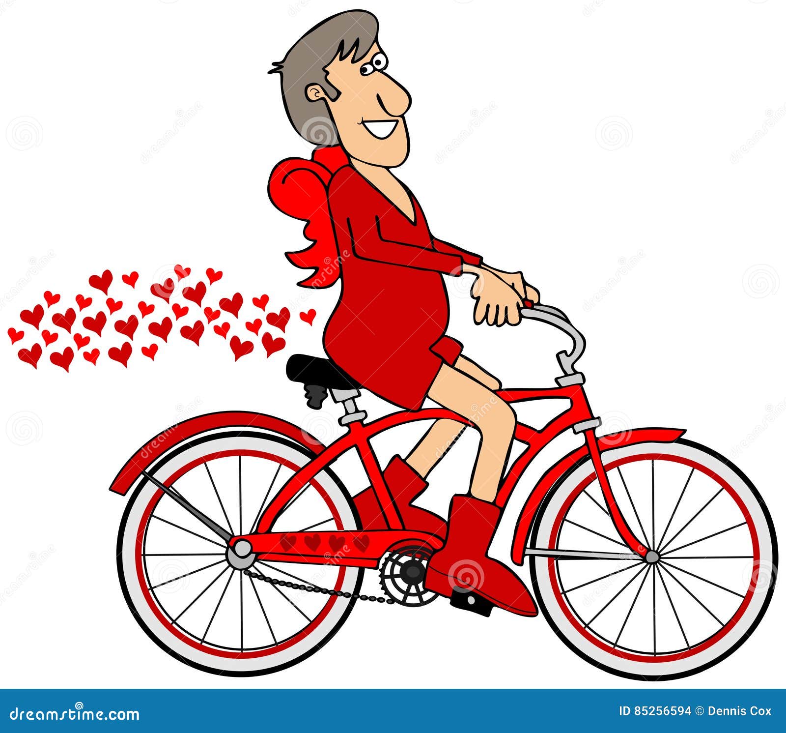 Cupido Die Een Rode Fiets Berijden Stock Illustratie - Illustration of ...