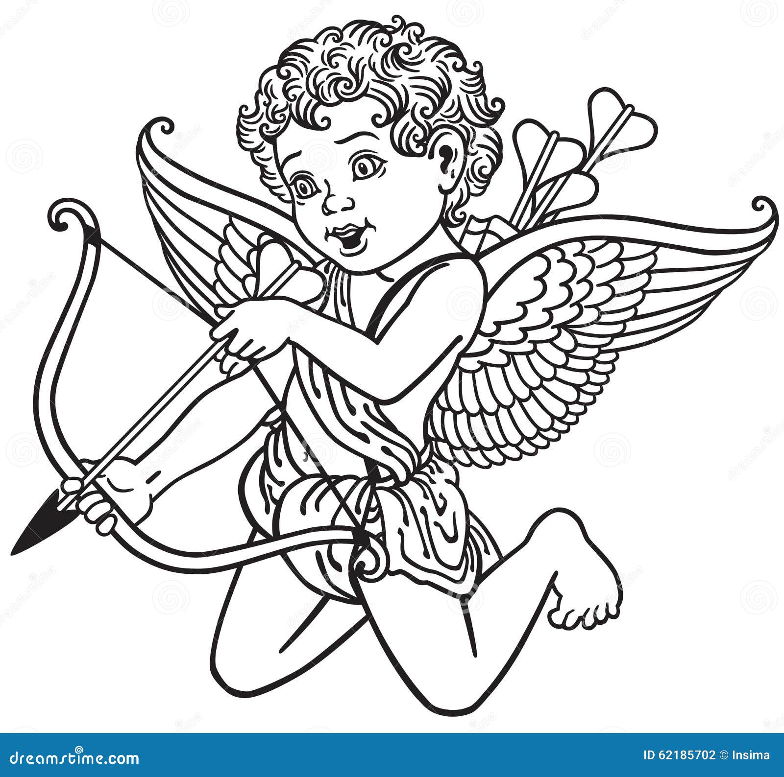 Cupidon noir et blanc illustration de vecteur. Illustration du amour ...
