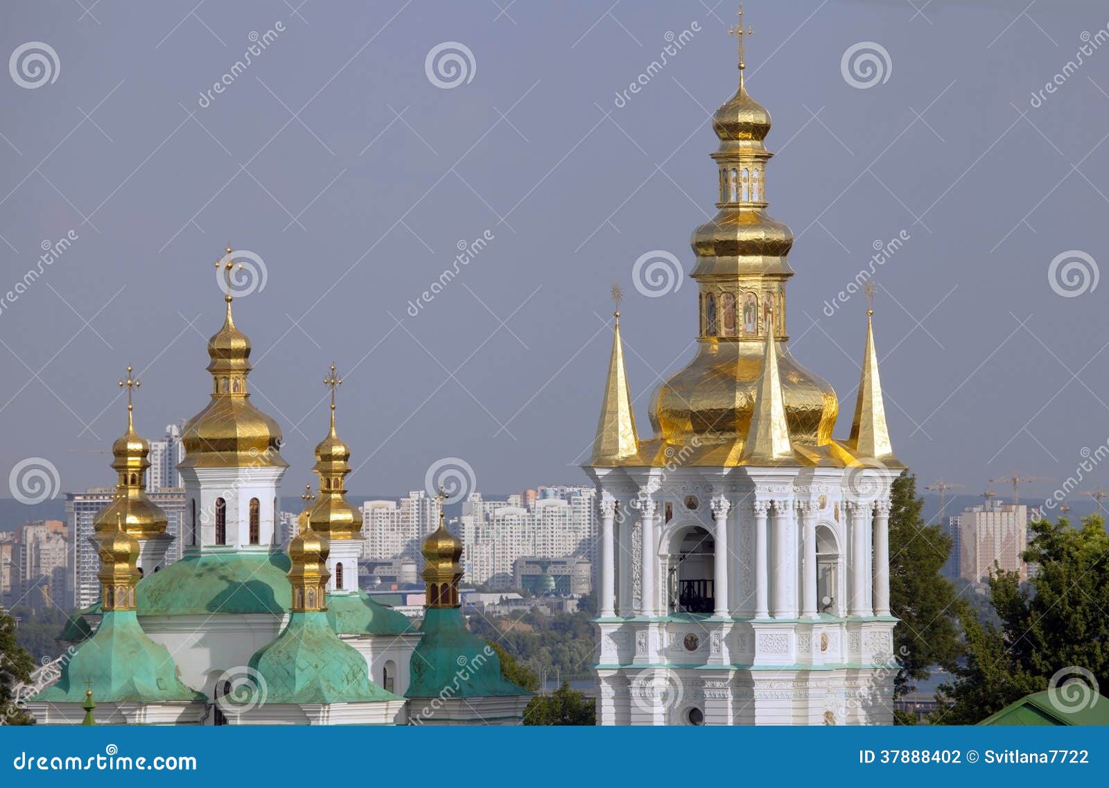 Cupolas of the Church of the Nativity of the Virgin and Bell Tower ...
