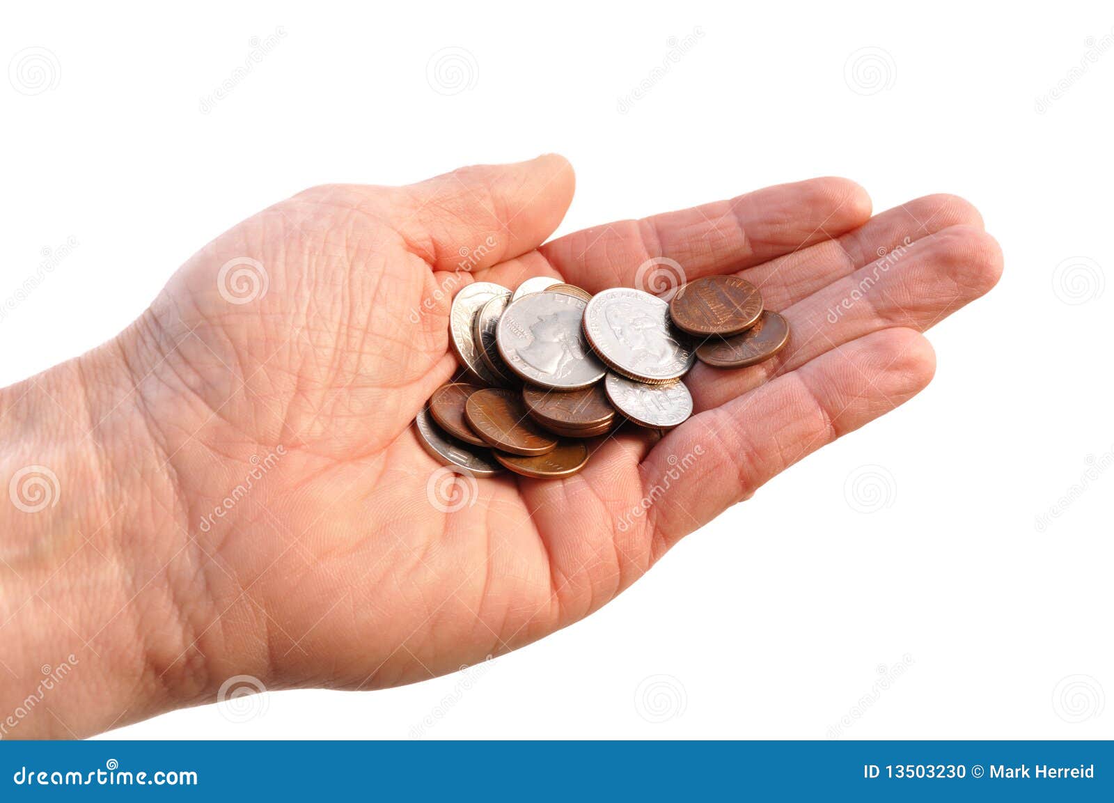 Cupped Hand Holding American Coins Stock Photo - Image of money ...