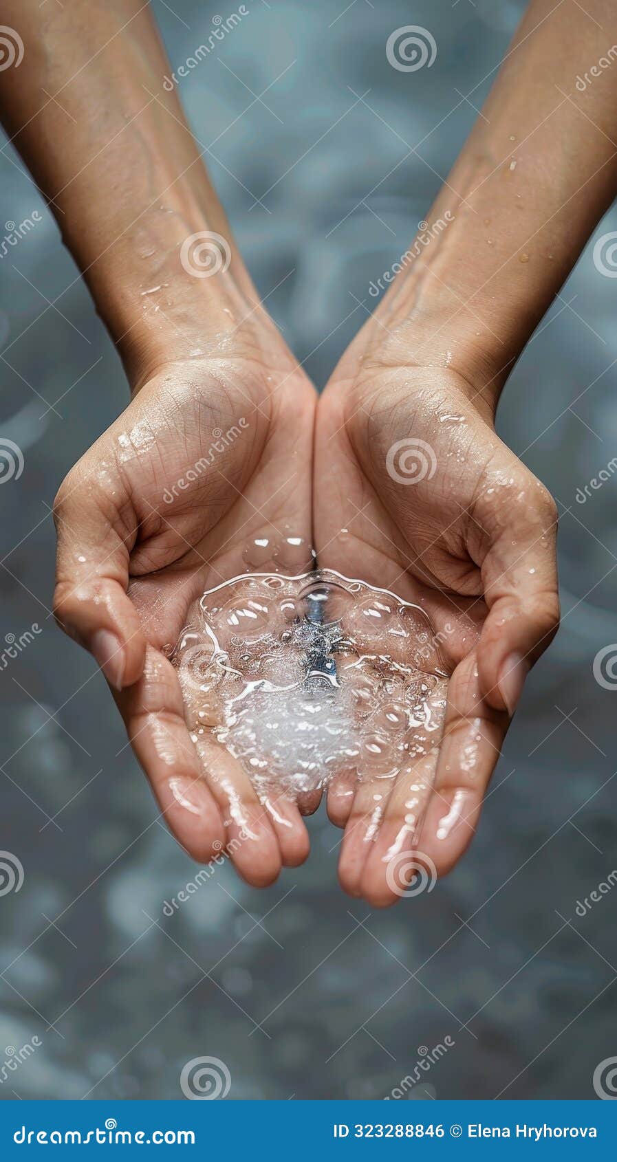 Cupped Hands Catching Water, Concept of Purity, Hydration, Conservation ...
