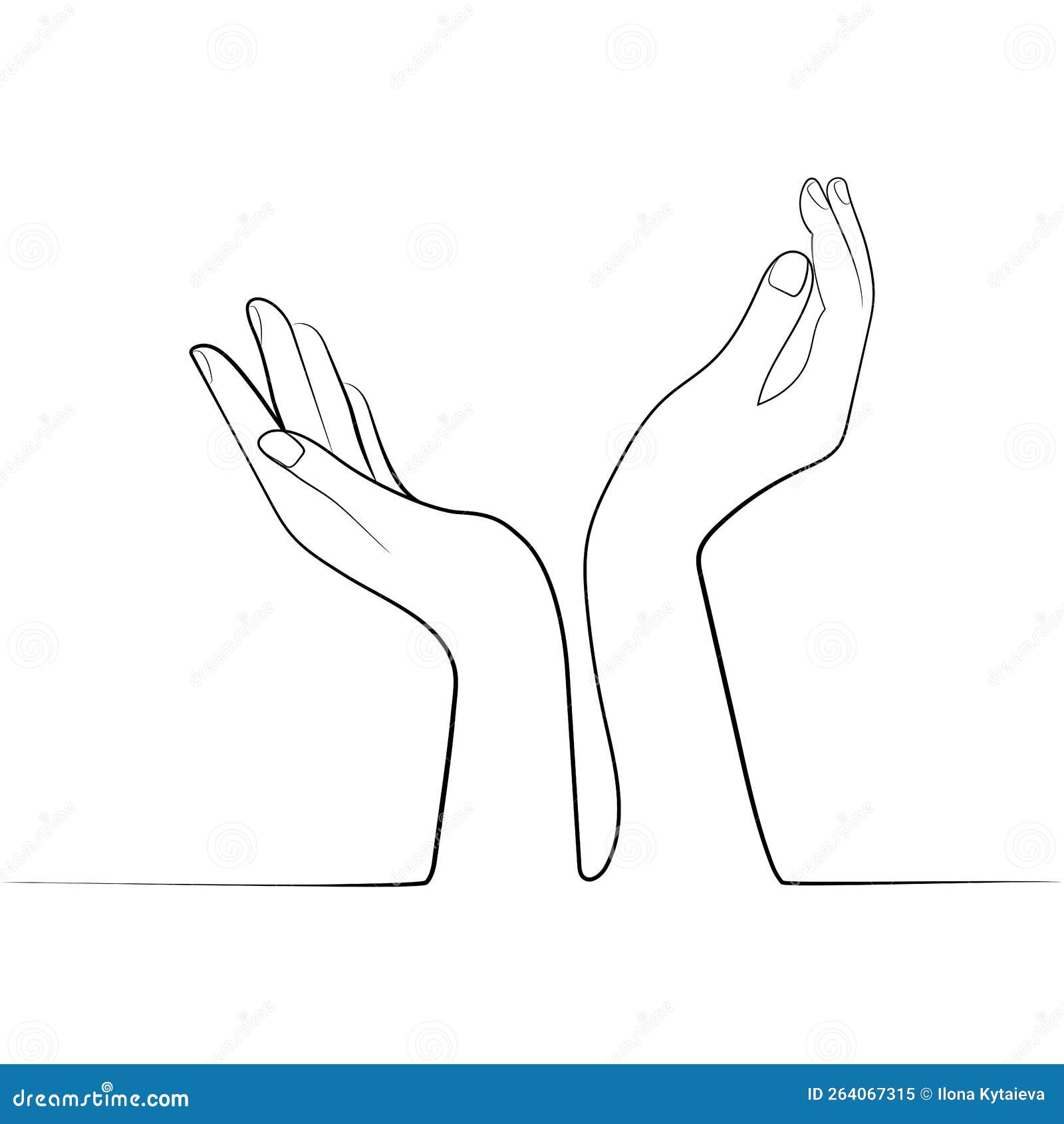 Cupped Hands Continuous Line Drawing,vector Illustration.Open Empty ...