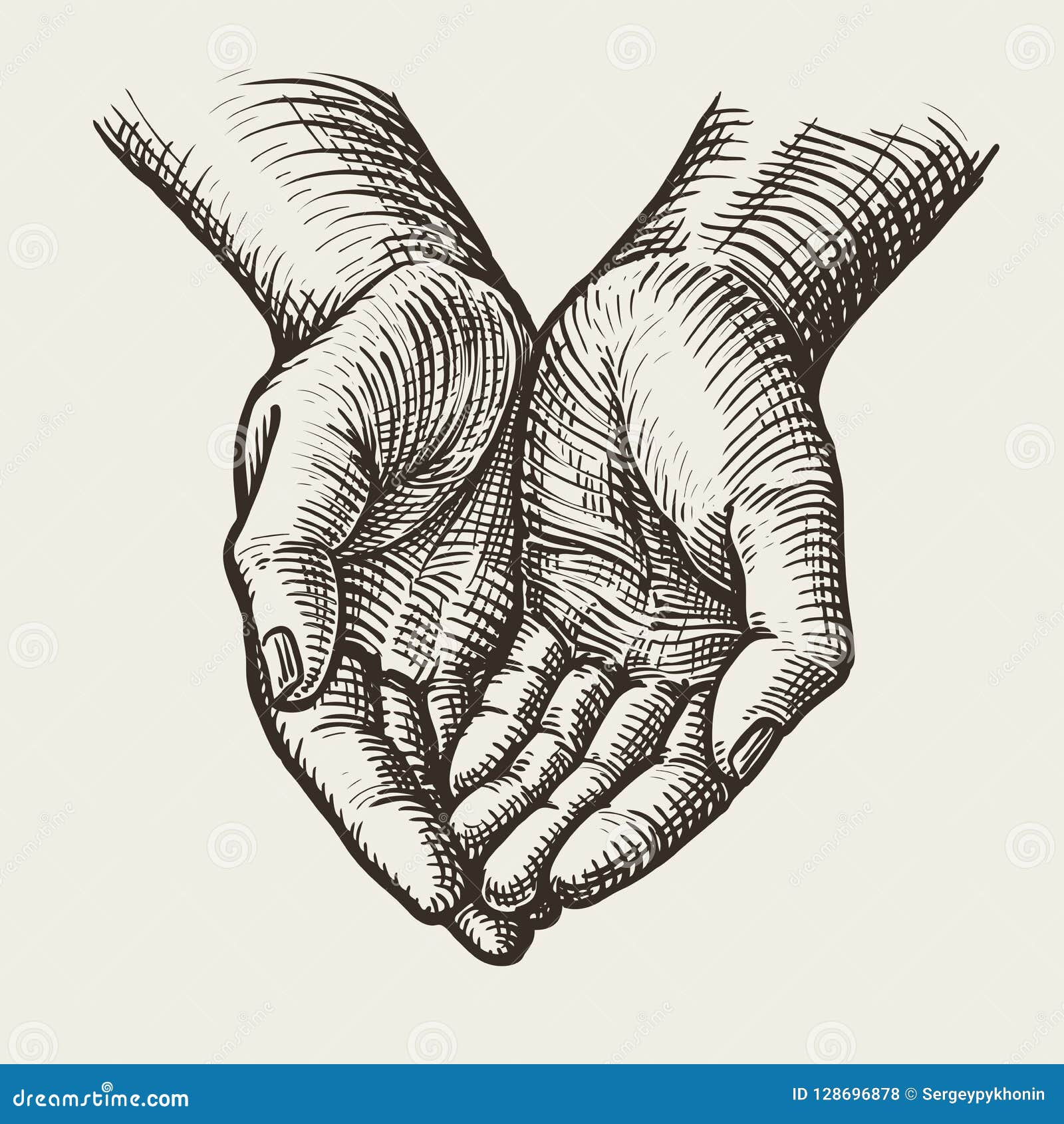 Cupped Hands, Folded Arms. Sketch Vintage Vector Illustration Stock ... Cupped Hands, Folded Arms. Sketch Vintage Vector Illustration Stock ...