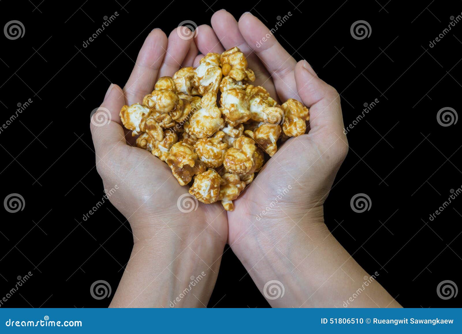 Cupped Hands Holding Popcorn Stock Photo - Image of unhealthy, leisure ...