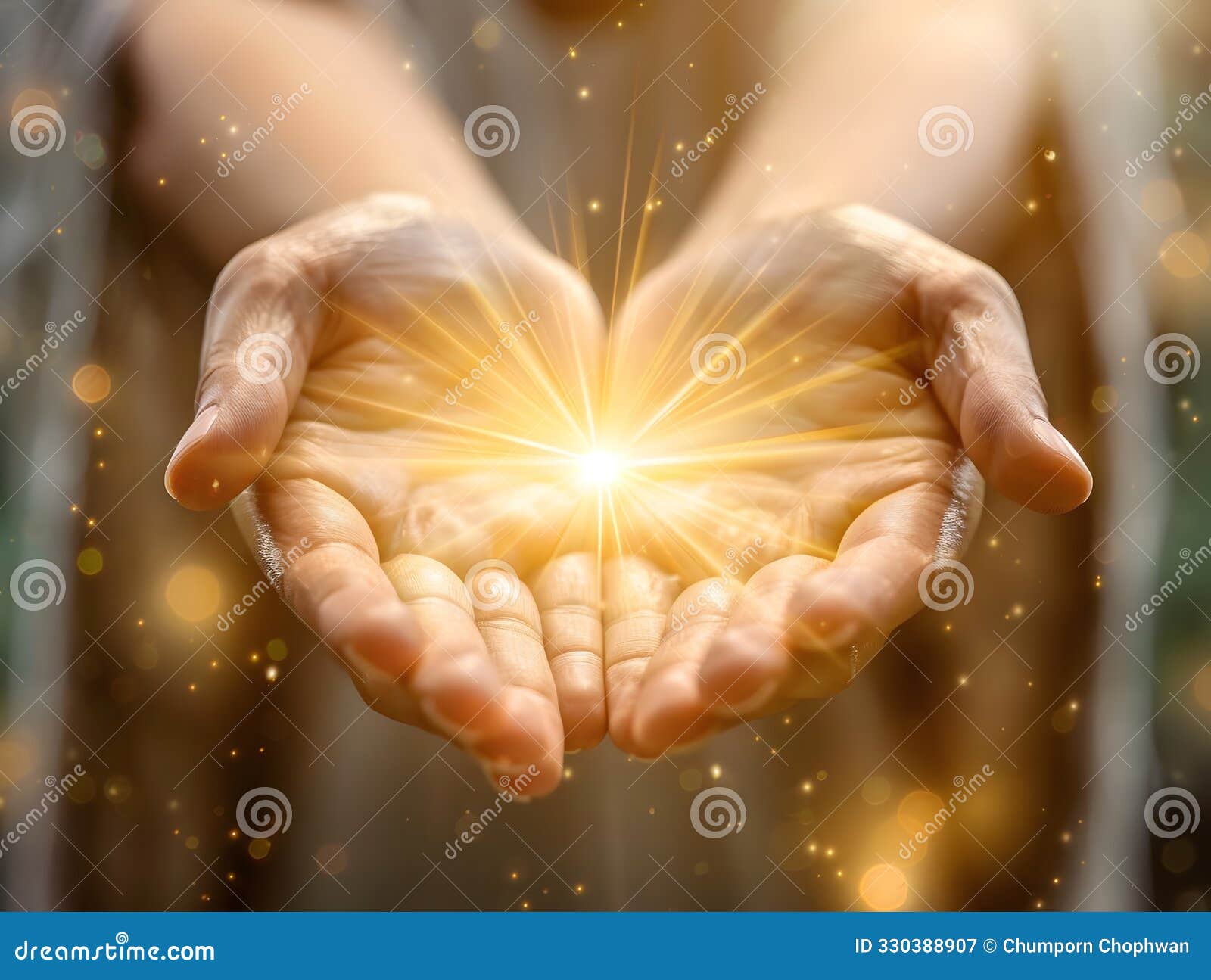 Cupped Hands Radiating Divine Light and Healing Blessings Catholic ...