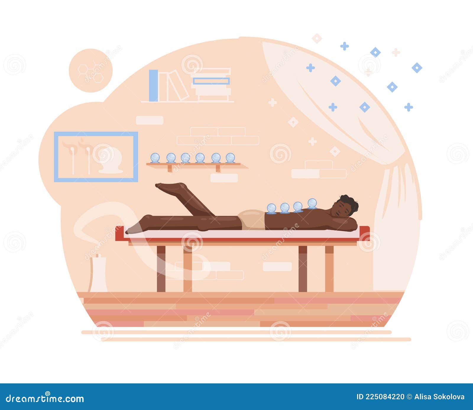 Cupping Therapy Vector Flat Design Illustration. Alternative Medicine ...