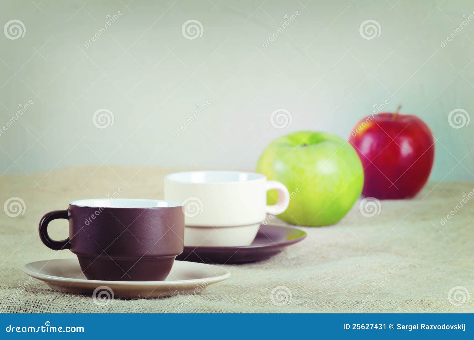 Cups and apples stock image. Image of items, teacup, ceramic - 25627431